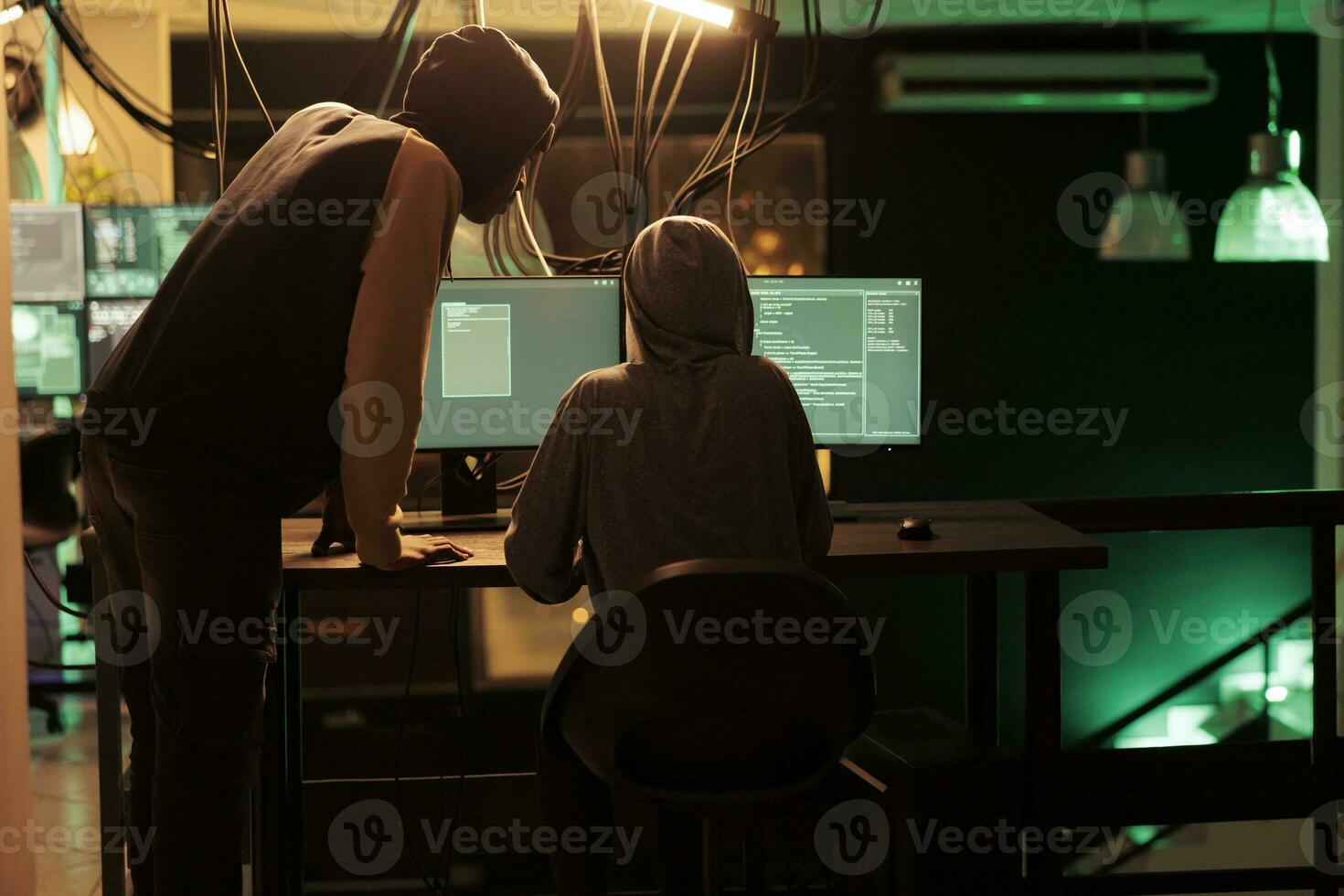 Hackers Coding Malicious Software Cracking Database Password Online Server Illegal Access