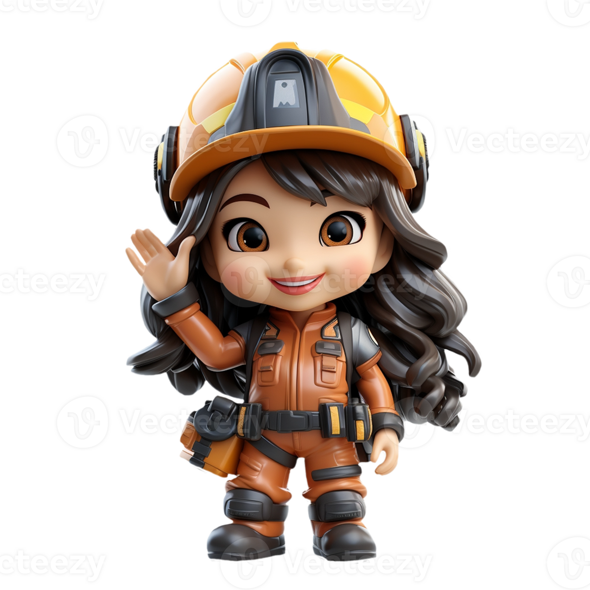 AI generated 3d firefighter isolated on isolated transparent background png. Generated with Ai ...