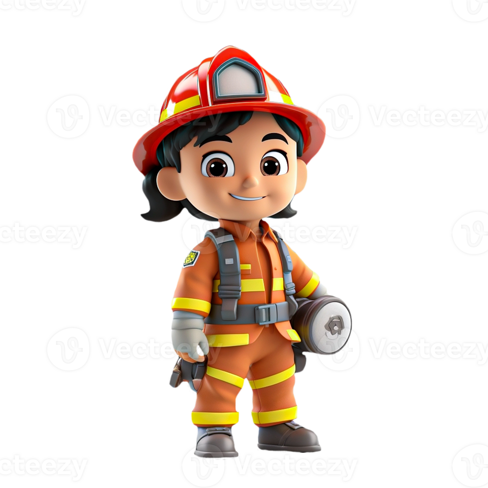 AI generated 3d firefighter isolated on isolated transparent background ...