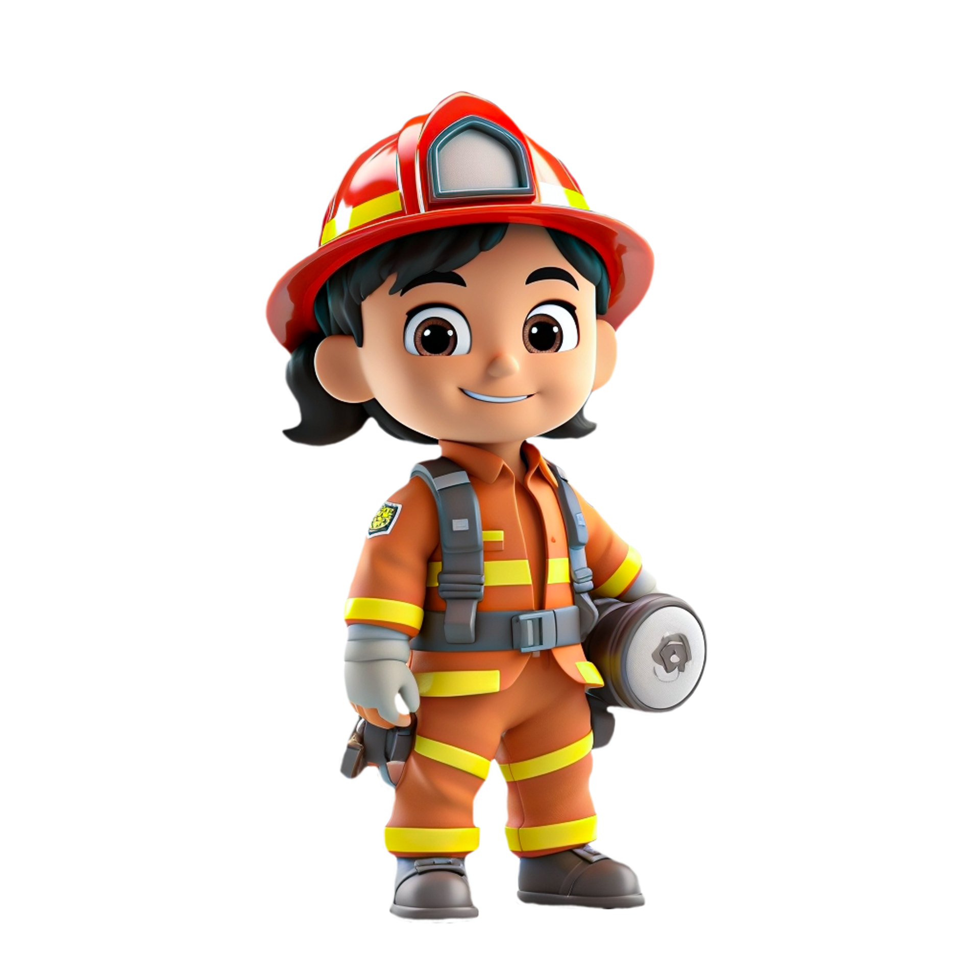 AI generated 3d firefighter isolated on isolated transparent background ...