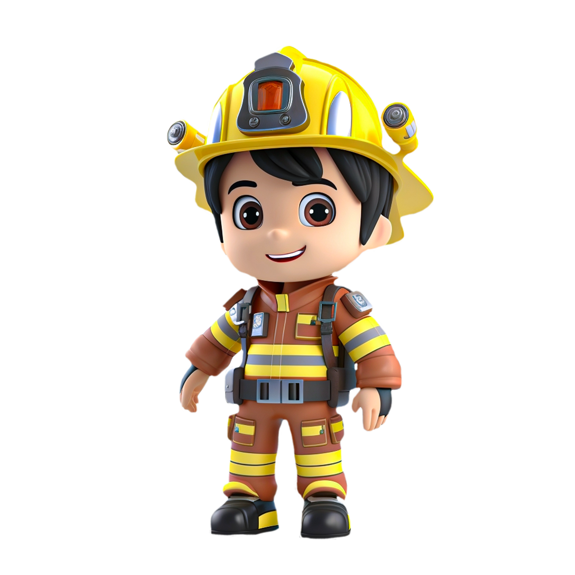 AI generated 3d firefighter isolated on isolated transparent background ...