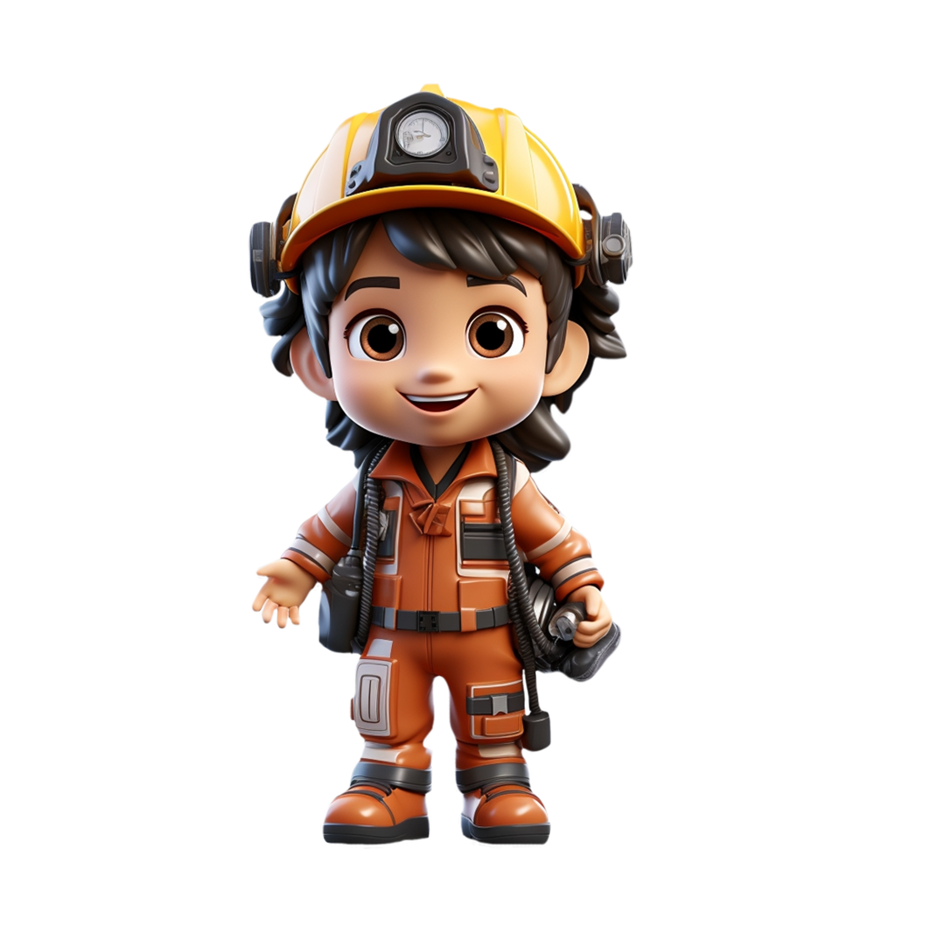 AI generated 3d firefighter isolated on isolated transparent background ...