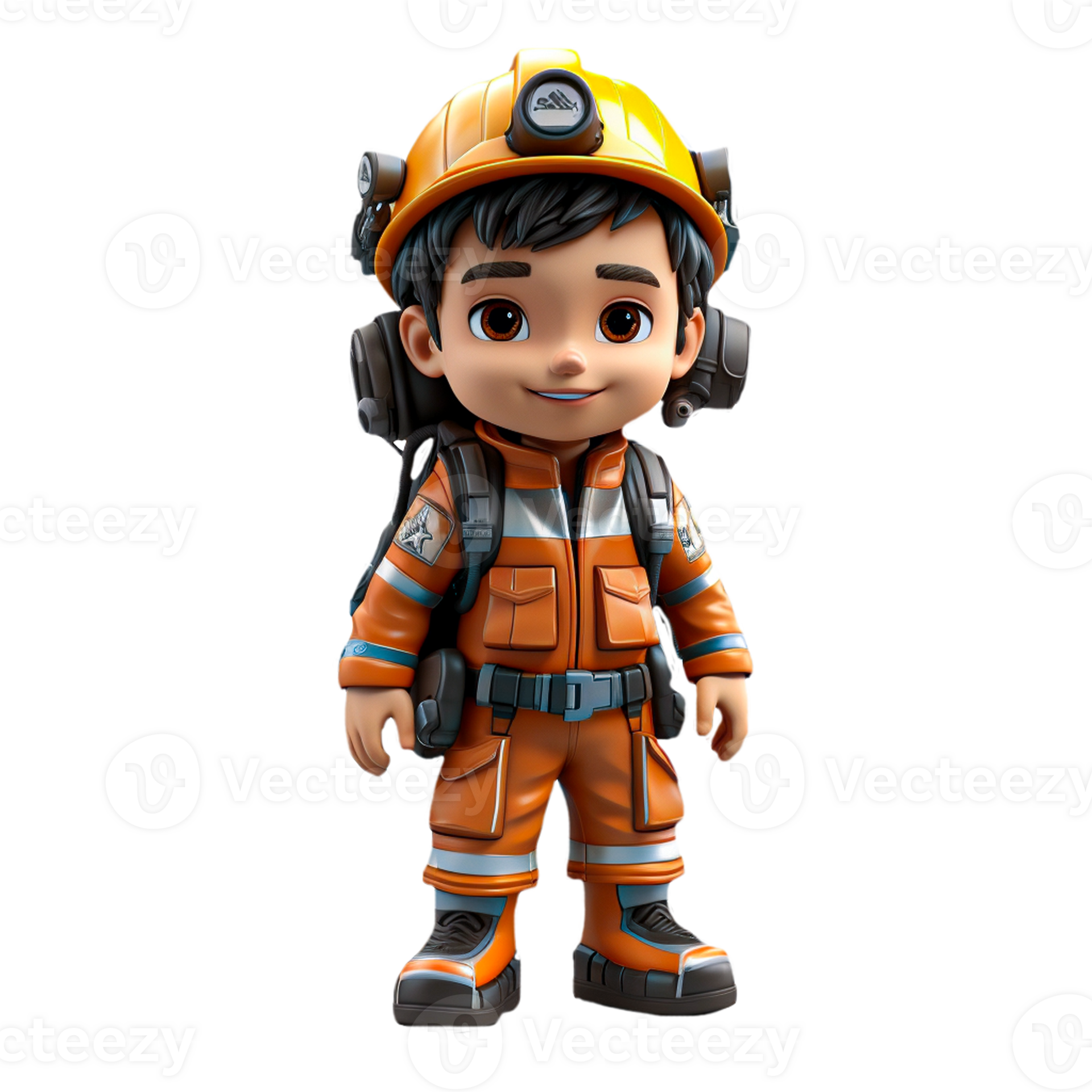 AI generated 3d firefighter isolated on isolated transparent background ...