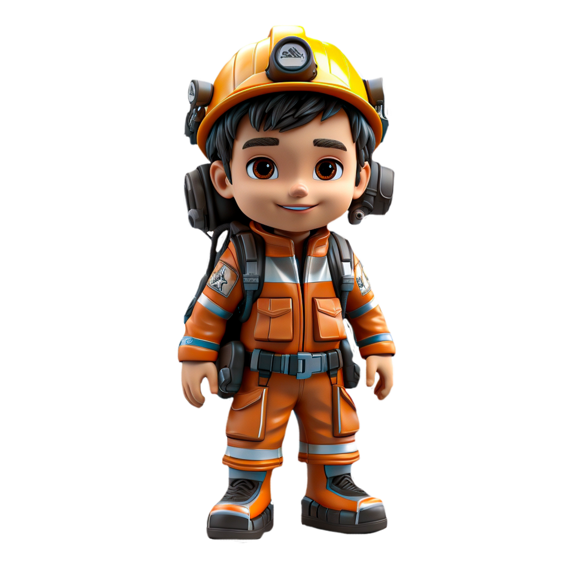AI generated 3d firefighter isolated on isolated transparent background ...