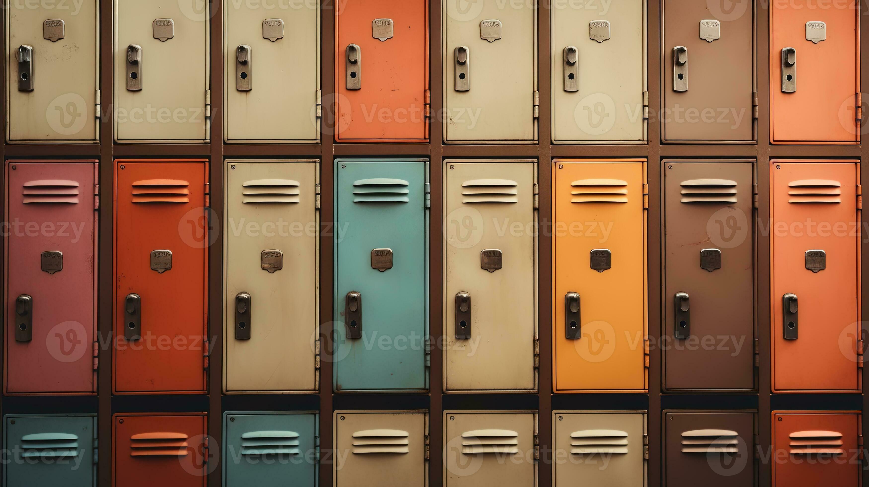 AI generated Generative AI, Row of high school lockers in the hallway ...