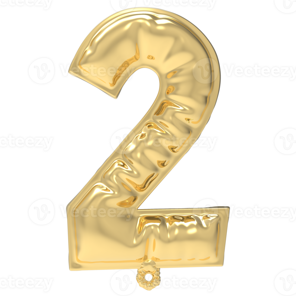 Balloon 2 Number Gold 34973030 Png