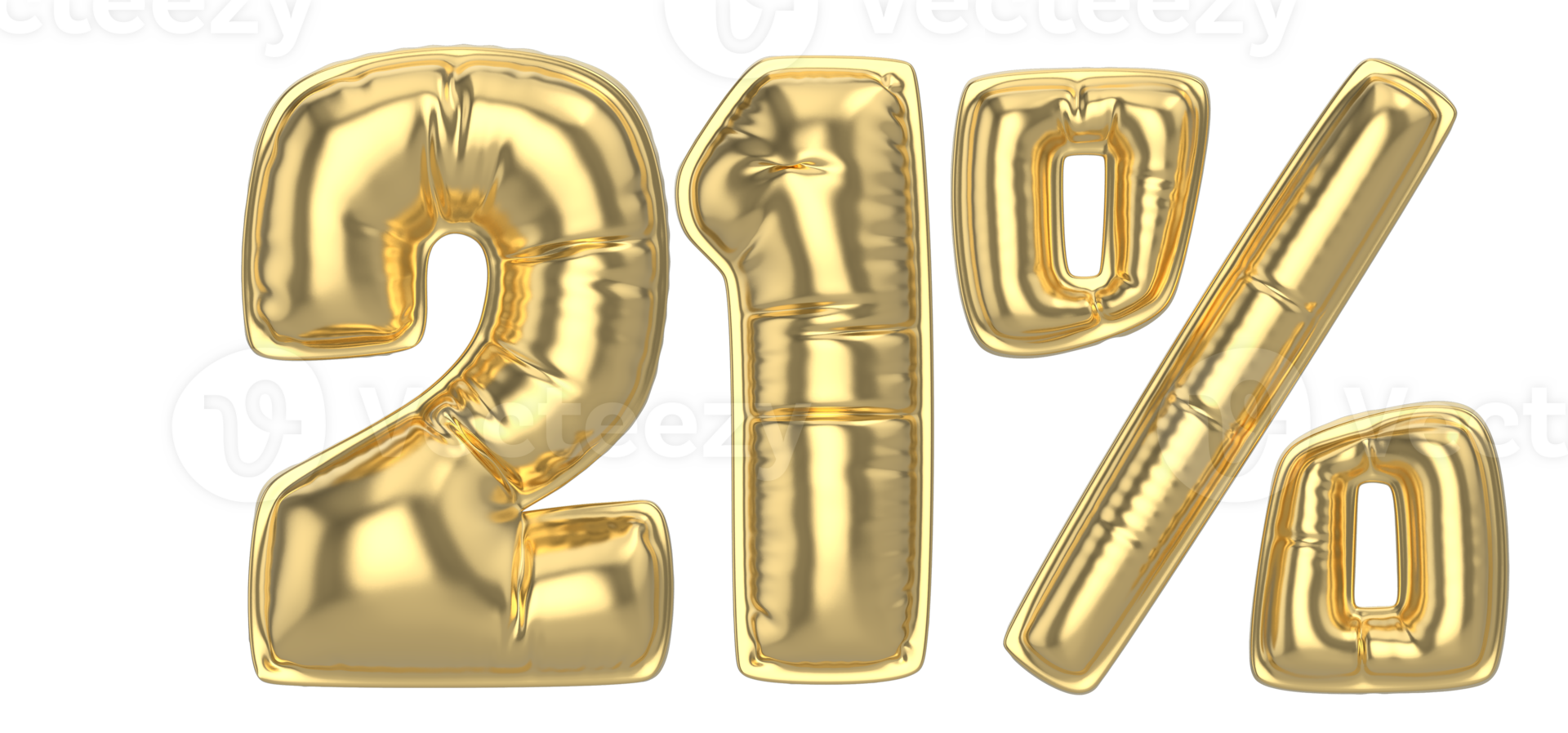 21 Percent Gold 3D Number 34973183 PNG