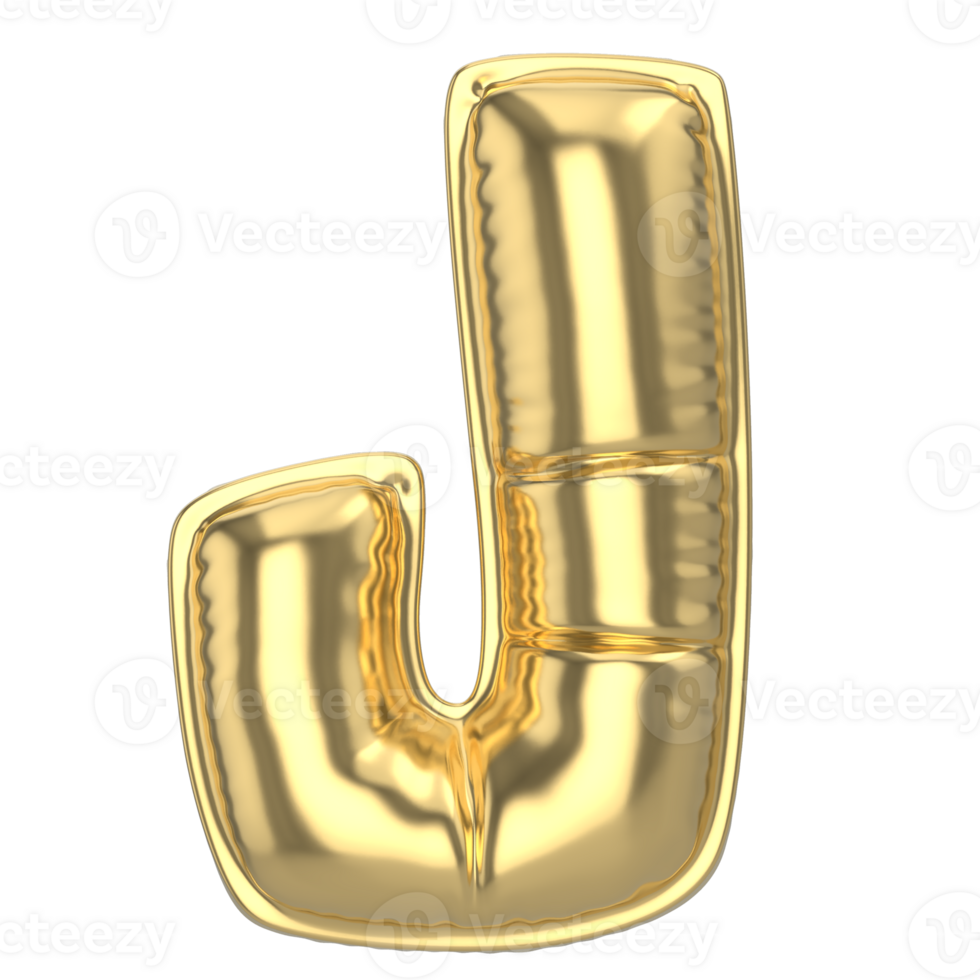 Balloon J Font Golden 3D Render 34973371 PNG