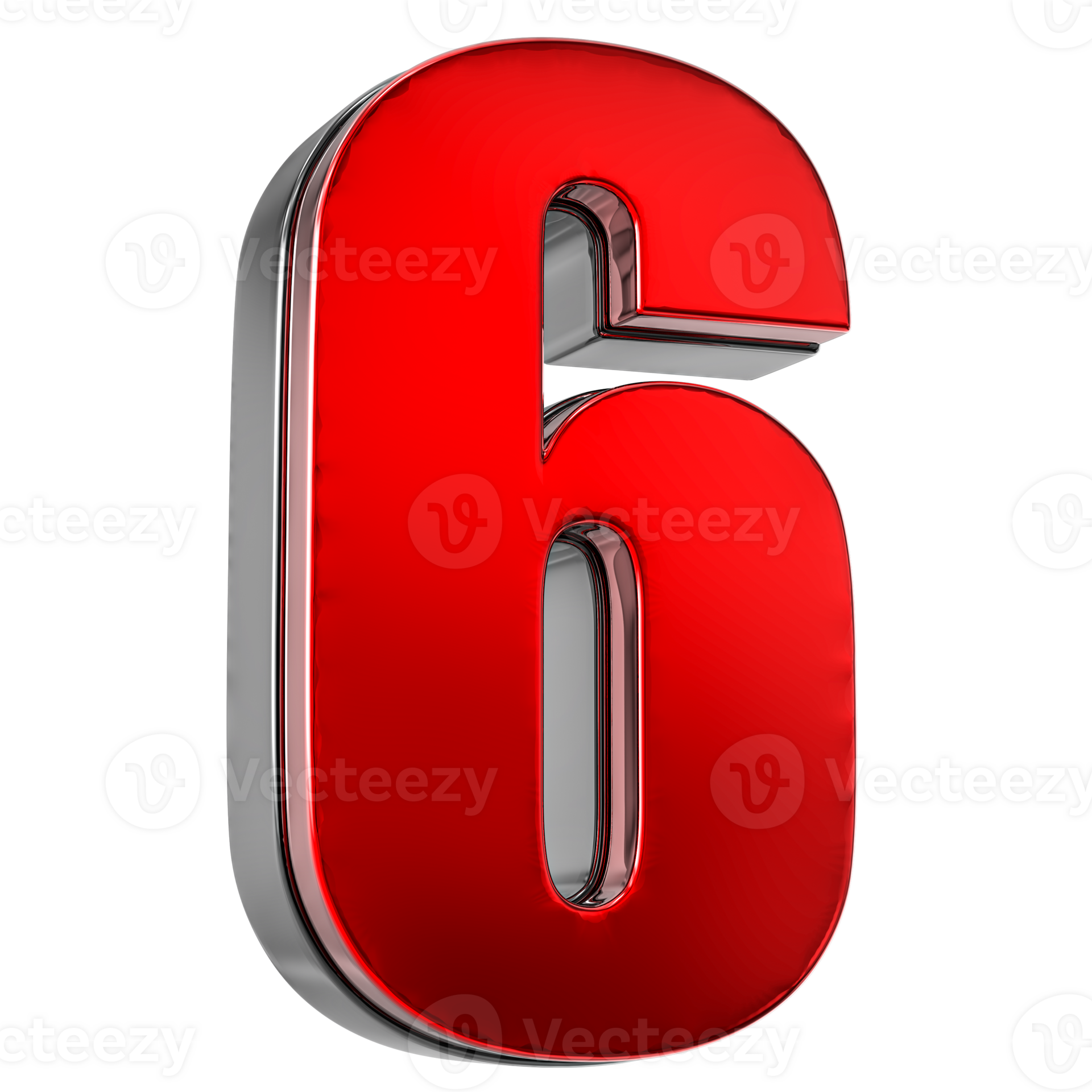 6 Number Red 3D 34973814 PNG