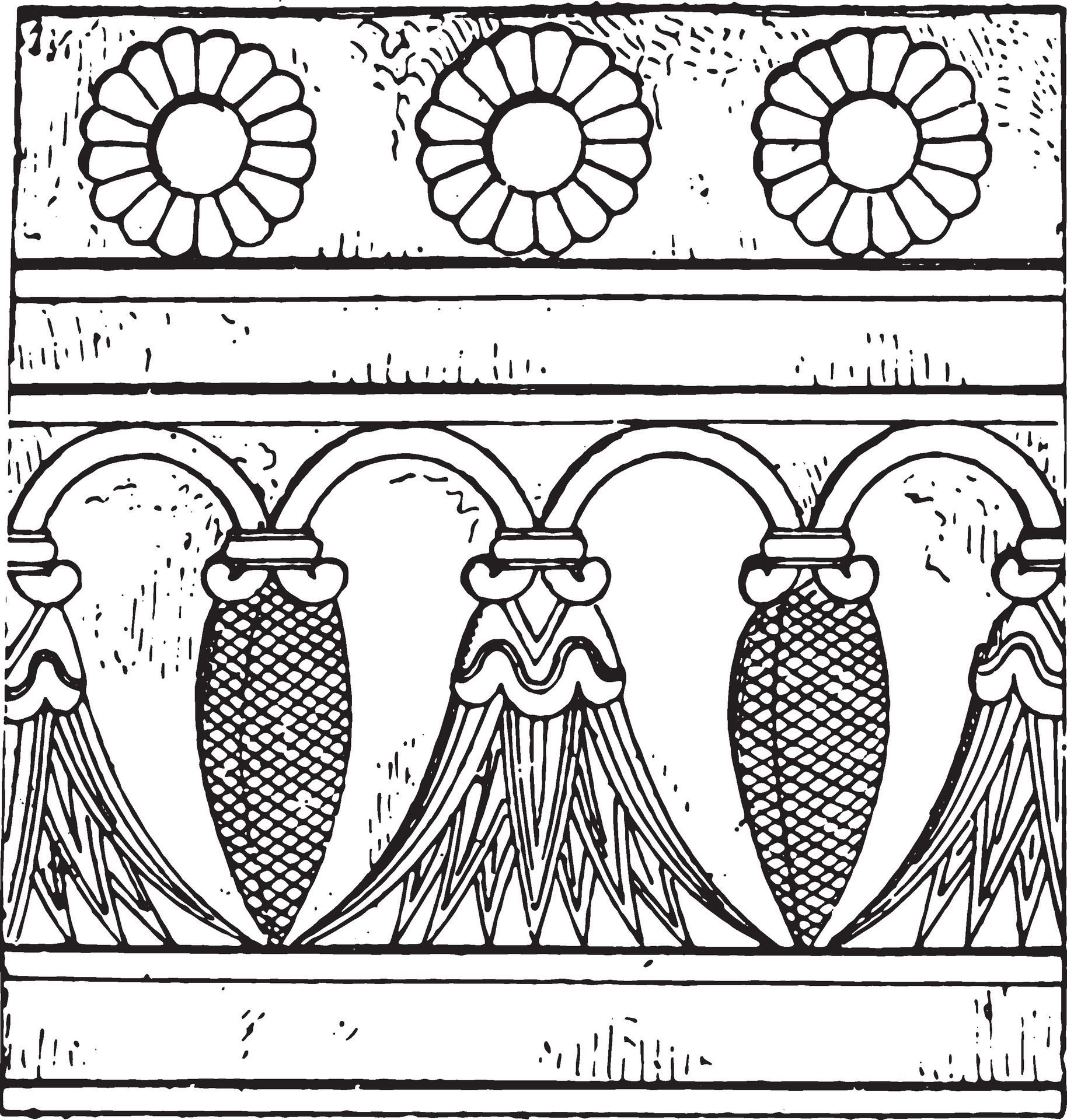 Assyrian Edge Of A Pavement Vintage Engraving 34975606 Vector Art At Vecteezy