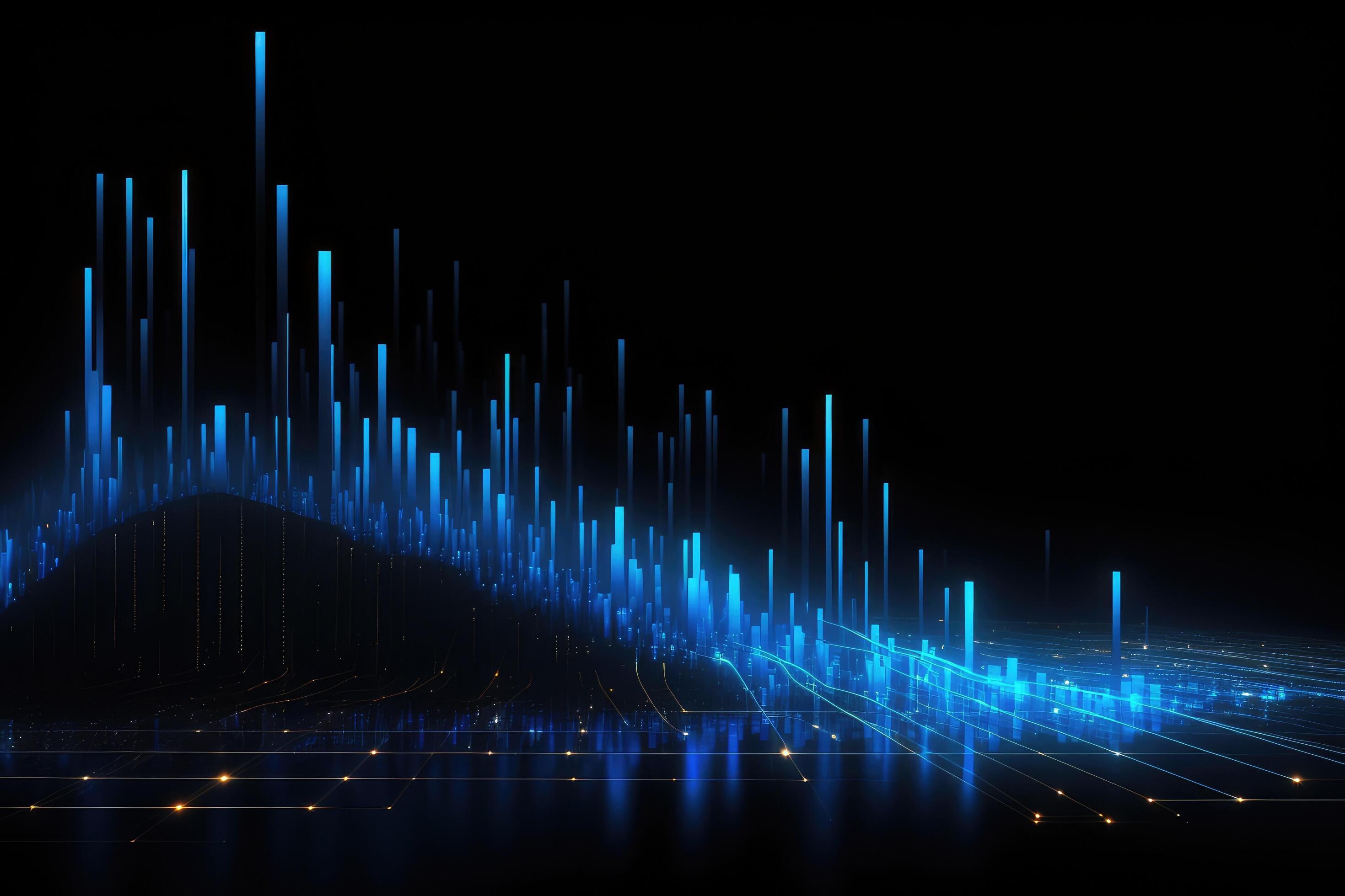 AI generated Futuristic background with glowing lines and bokeh. 3d rendering, Glowing blue ...
