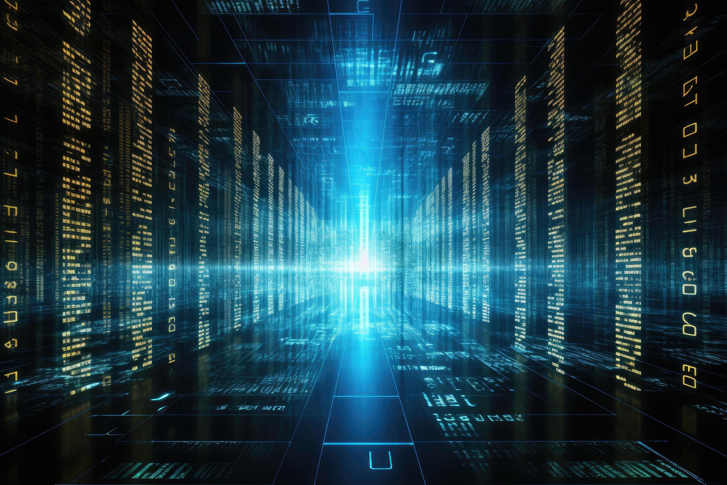 AI generated Futuristic technological background with binary code. 3D Rendering, Digital binary ...