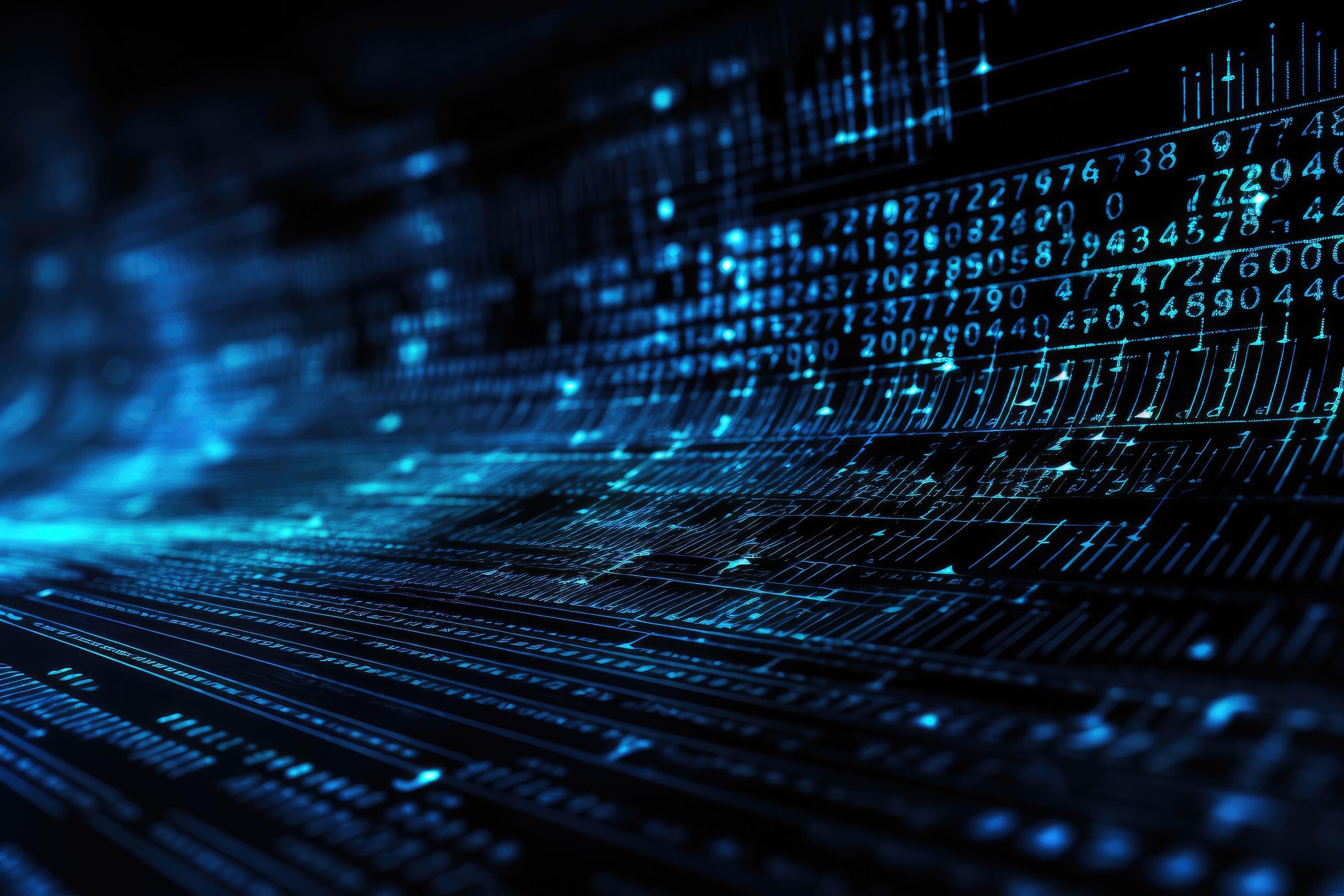 AI generated Blue digital binary code on a dark background. 3d ...