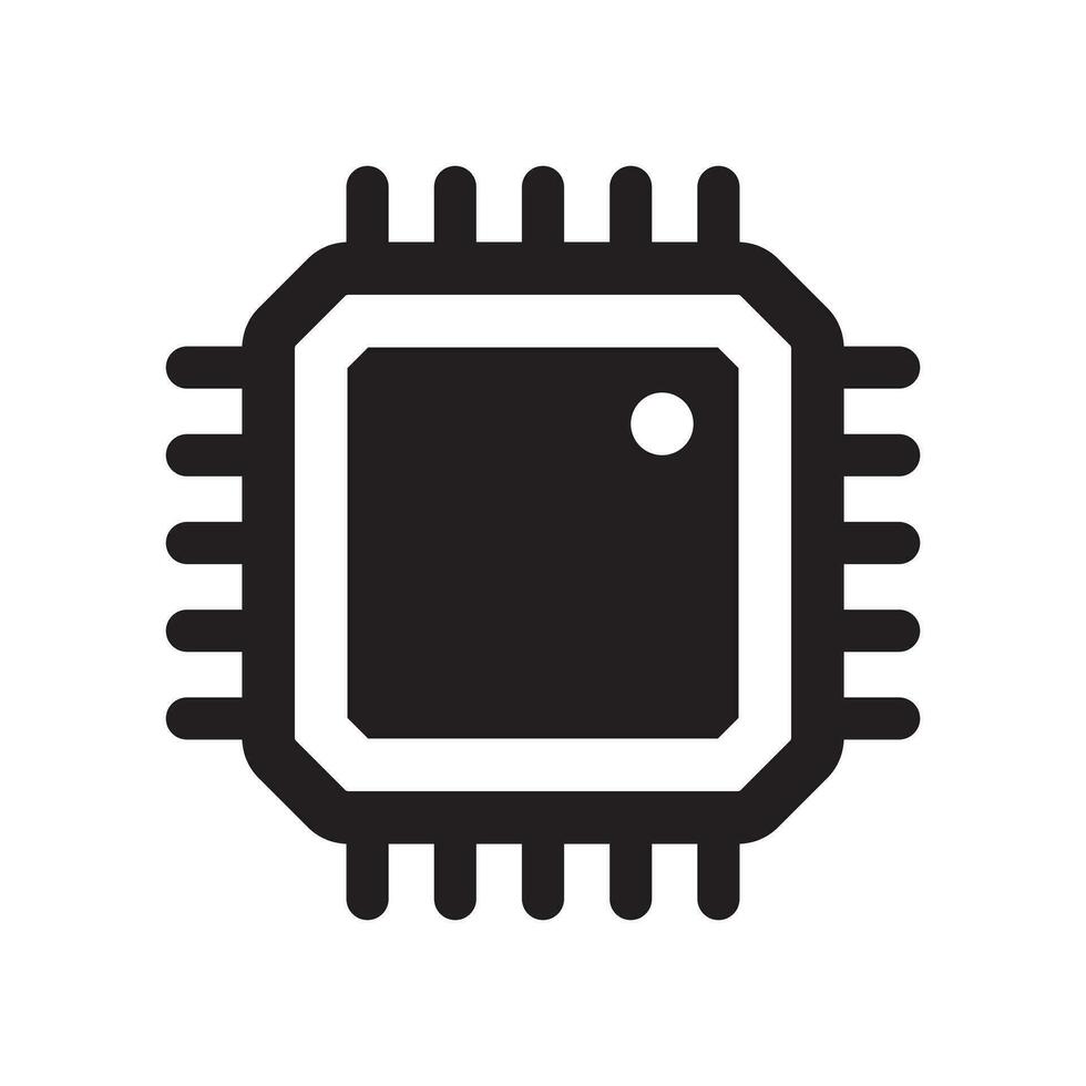 Electronic Chip Vector Icon Isolated On White Background Computer Chip Icon Cpu Microprocessor