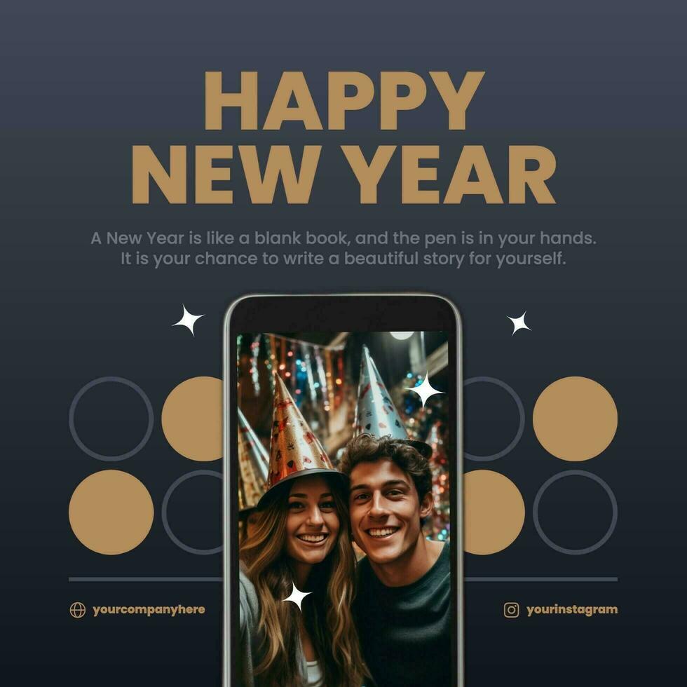 Minimal Gold Gray New Year Celebration for LinkedIn Post 34979189 Template