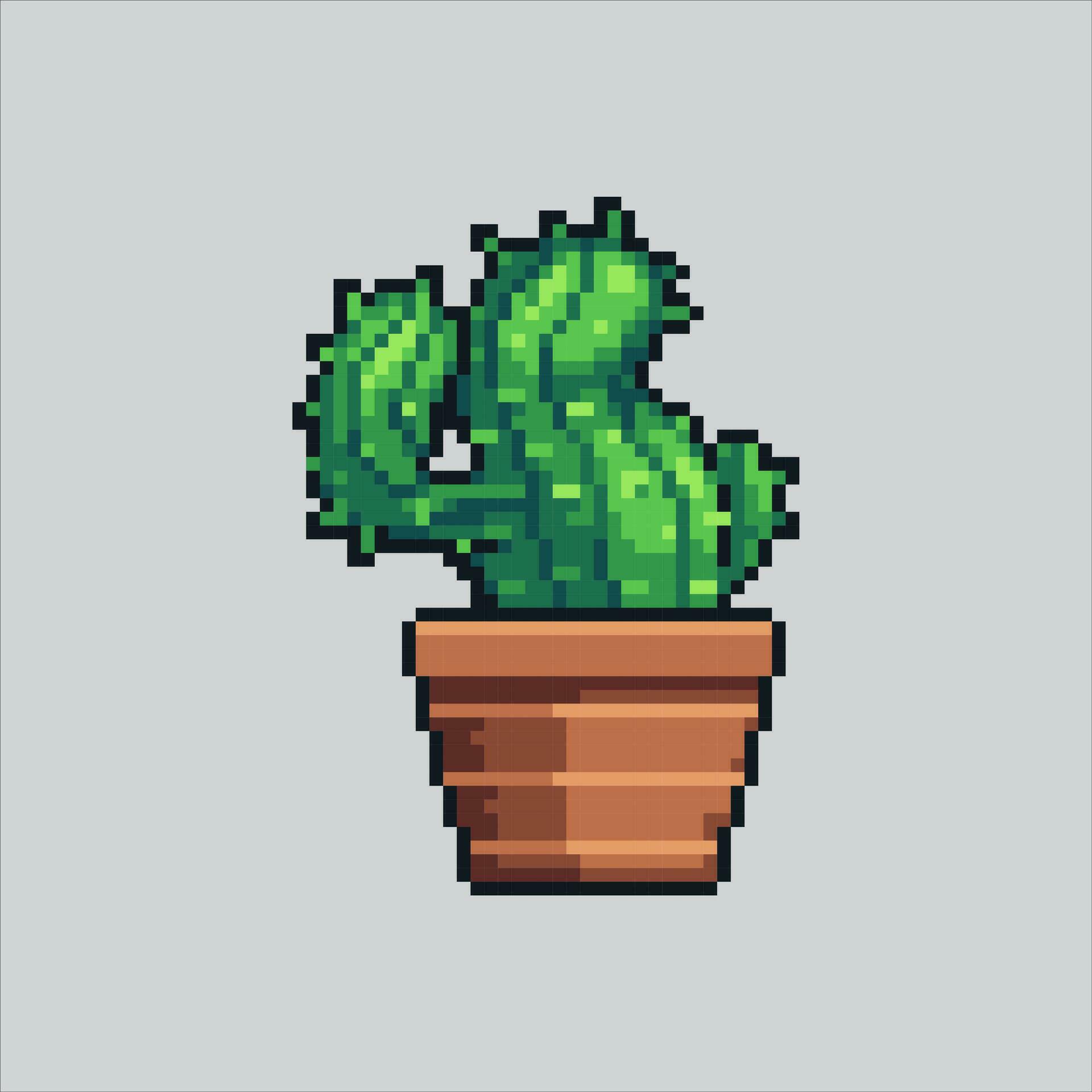 Pixel art illustration Cactus on pot. Pixelated Cactus. Cactus on Pot pixelated for the pixel ...
