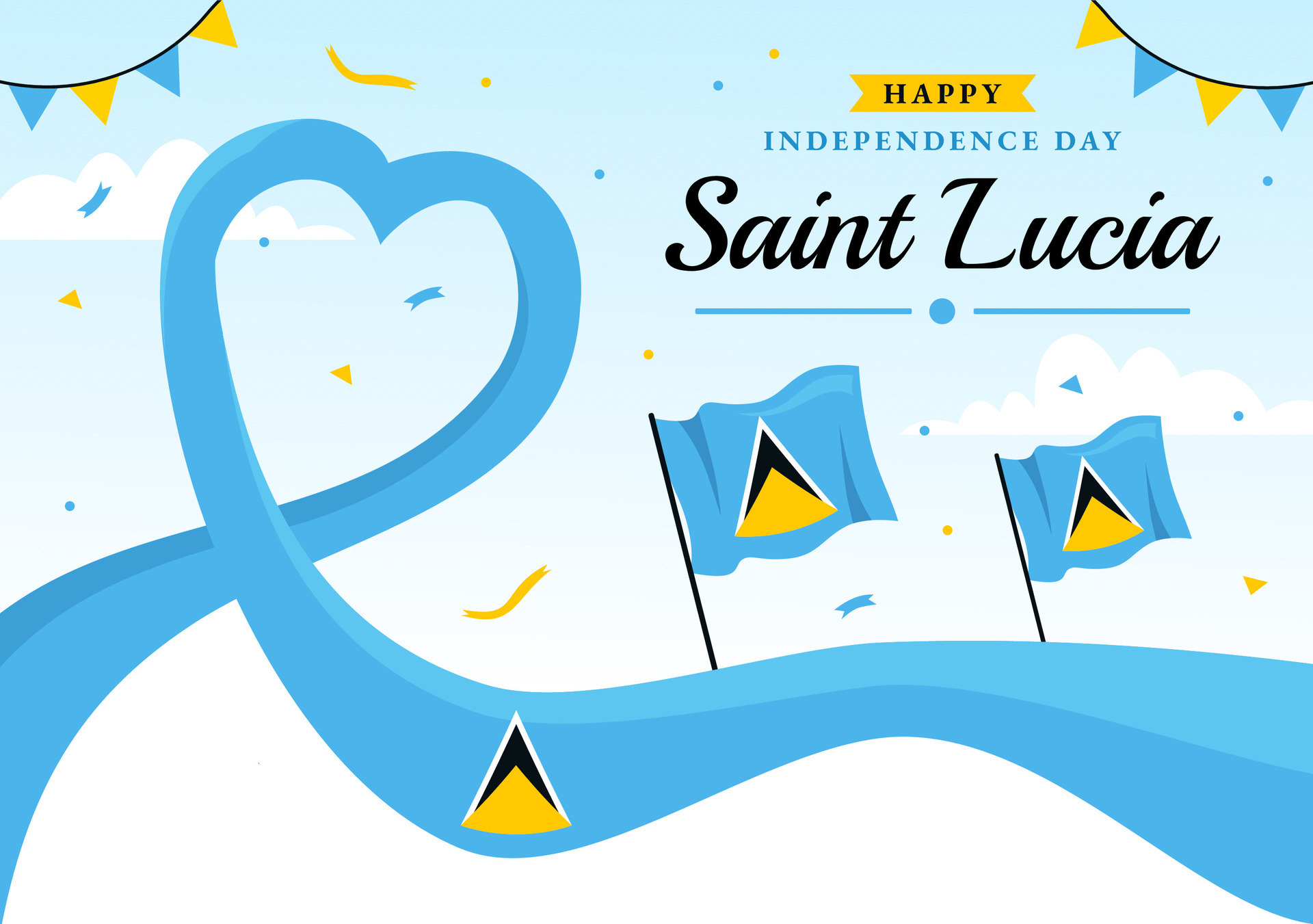 Saint Lucia Independence Day Vector Illustration On February 22 With