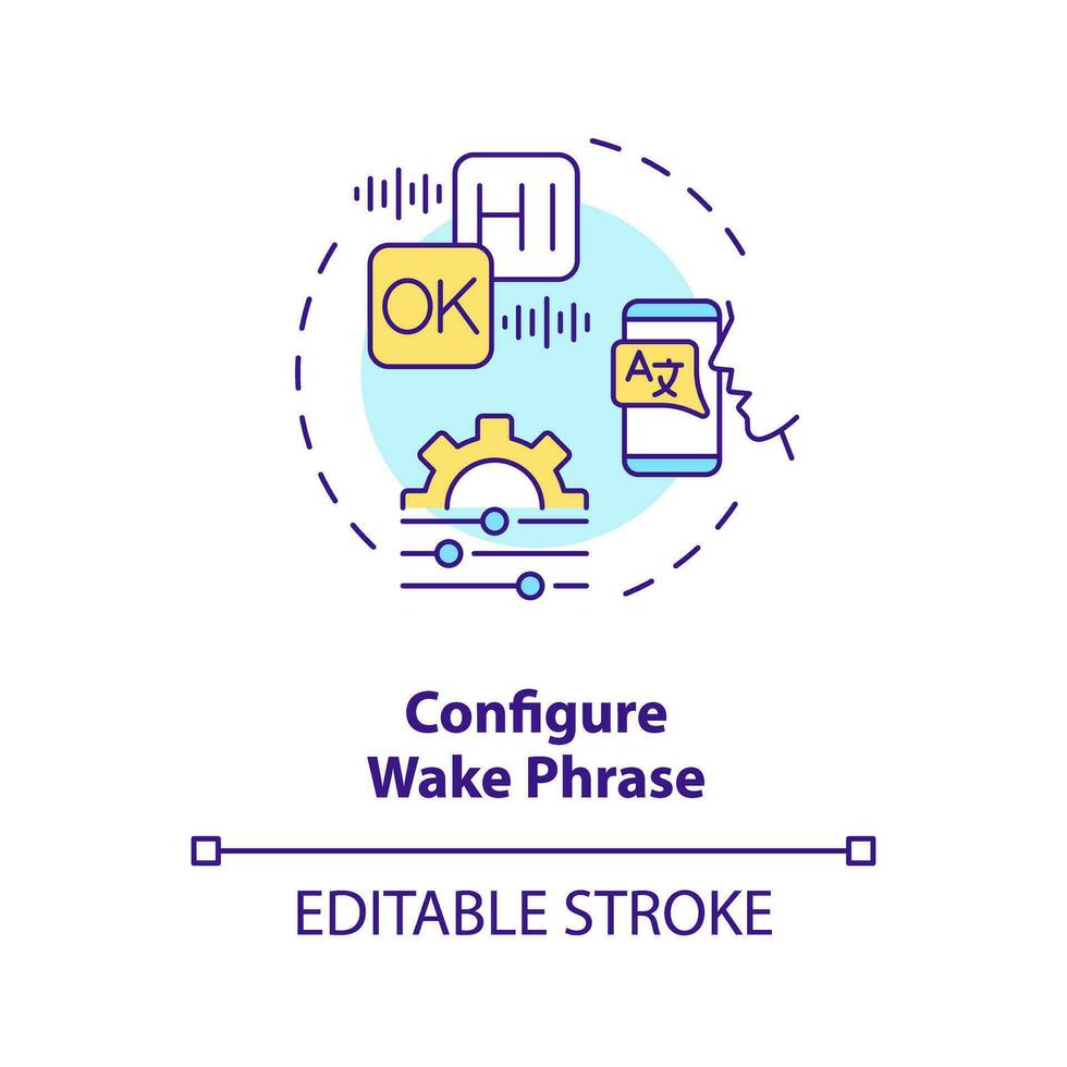 2D editable configure wake process thin line icon concept, isolated ...