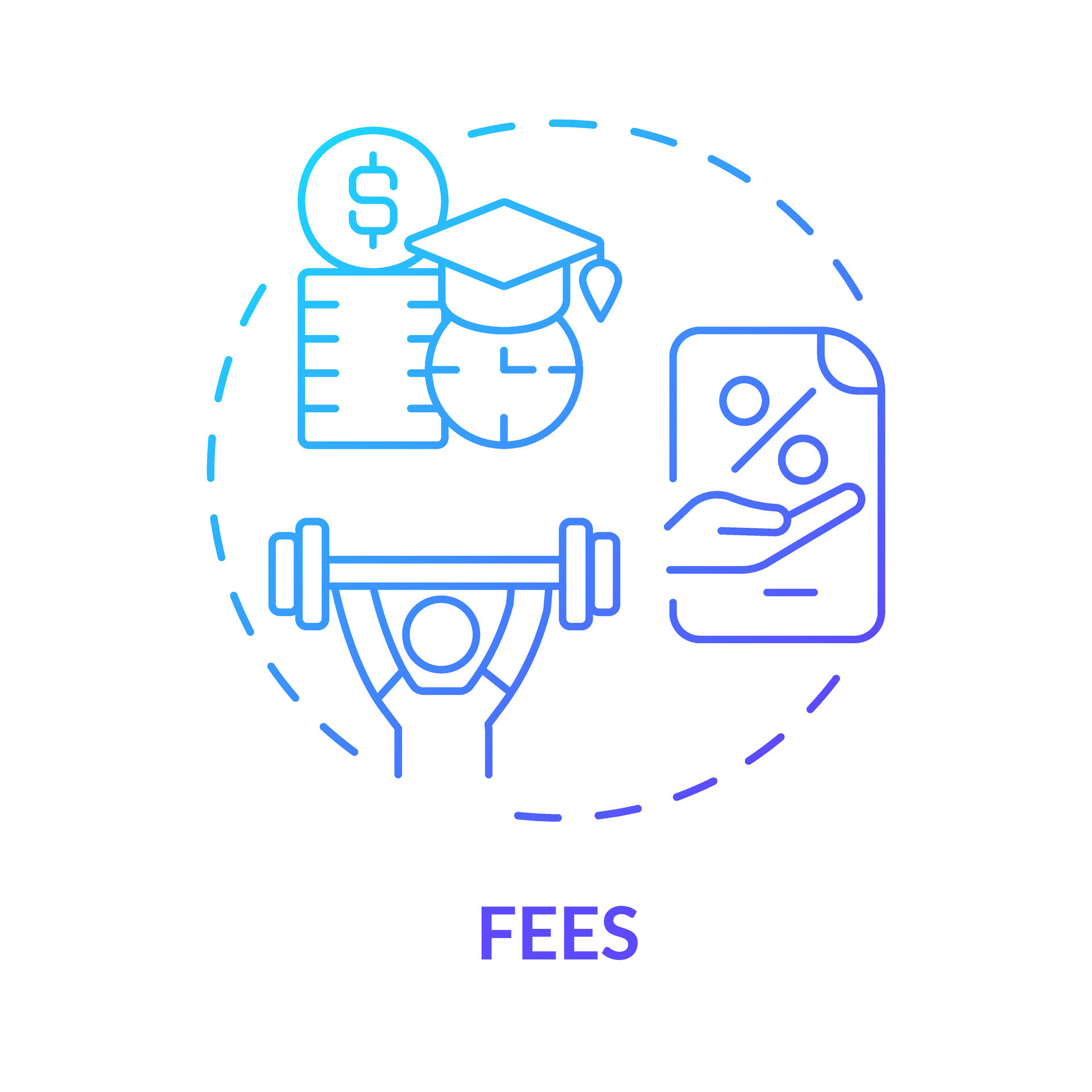 2d Fees Thin Line Gradient Icon Concept Isolated Vector Illustration