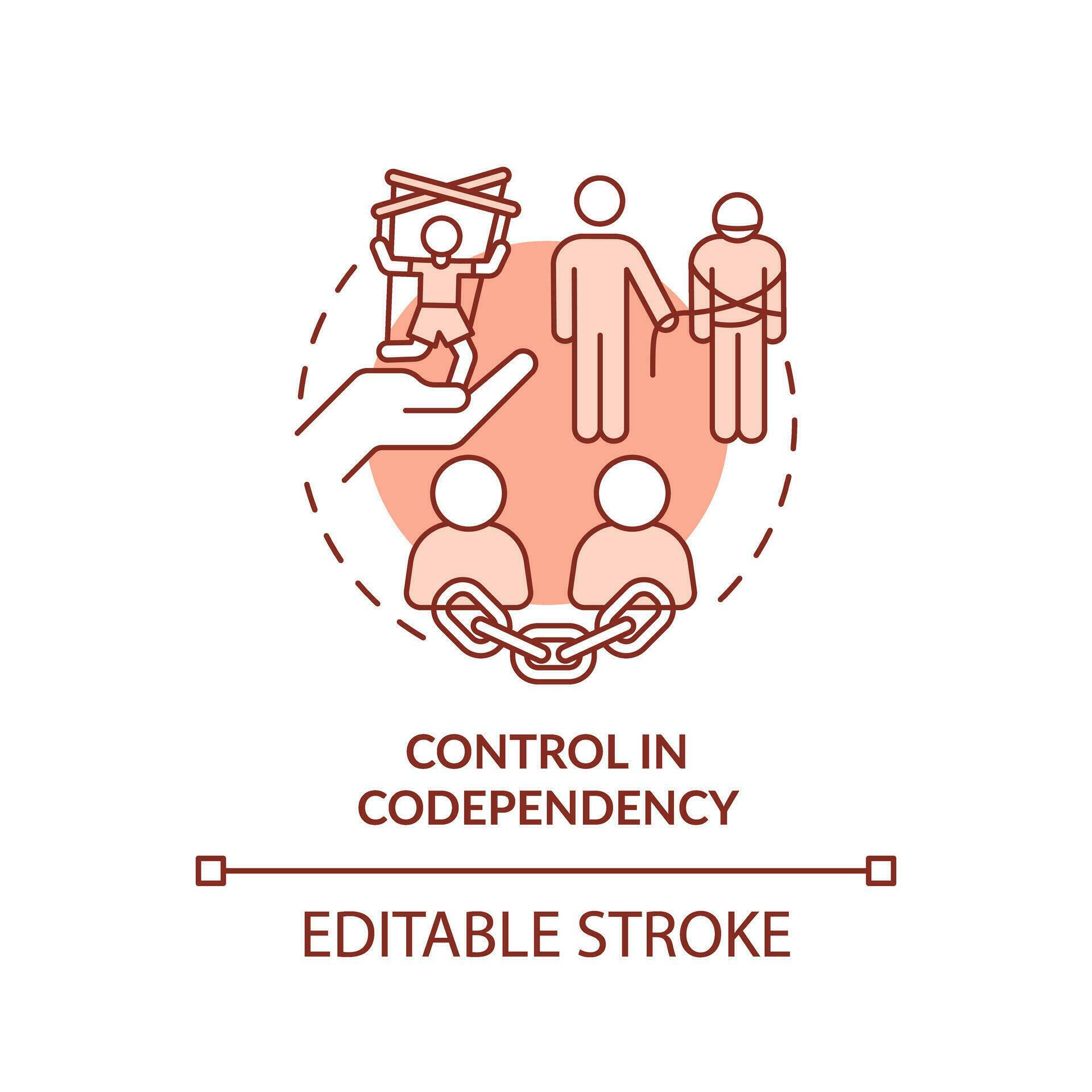 2D editable thin line icon control in dependency concept, monochromatic isolated vector, red ...