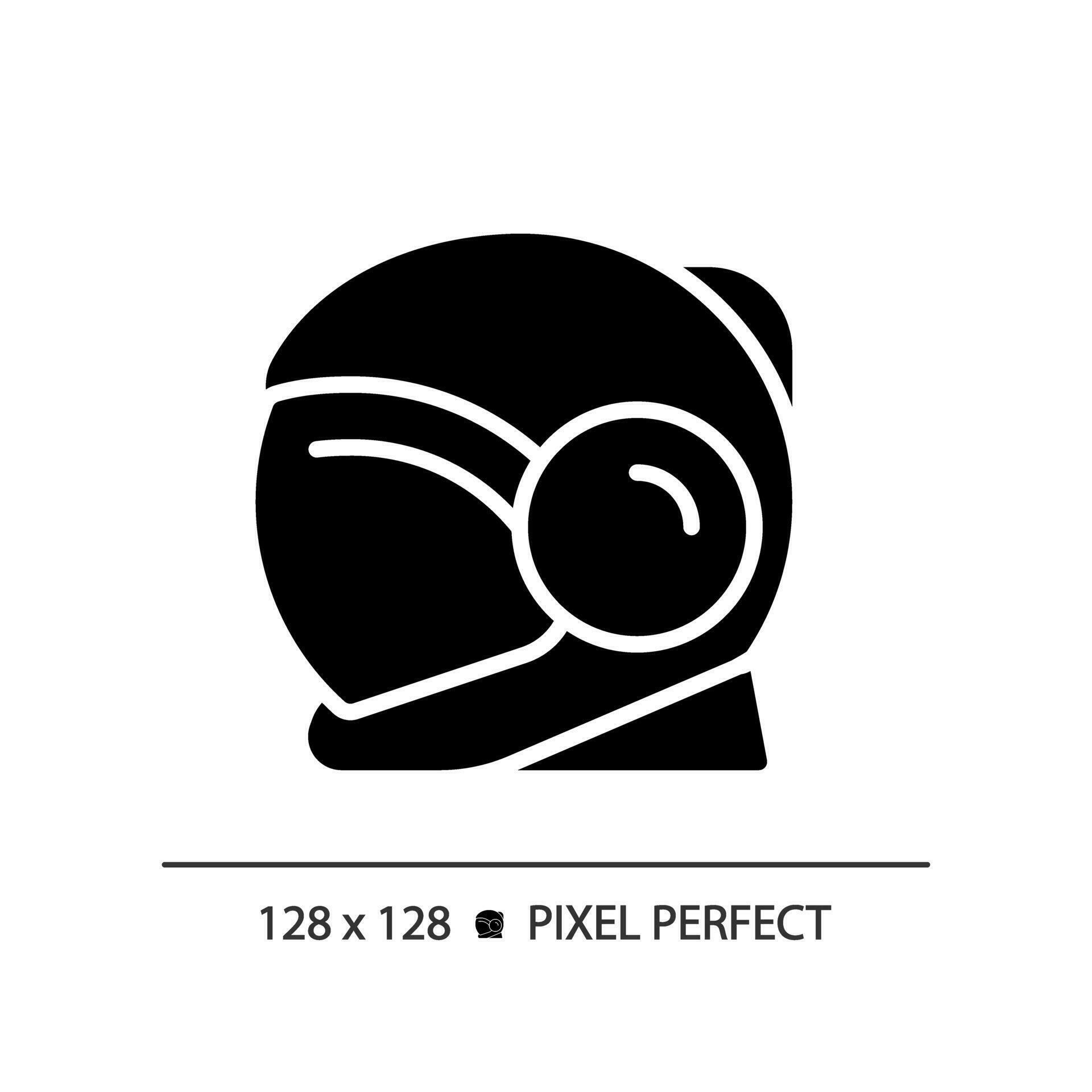 Space helmet pixel perfect black glyph icon. Mars mission. Astronaut ...