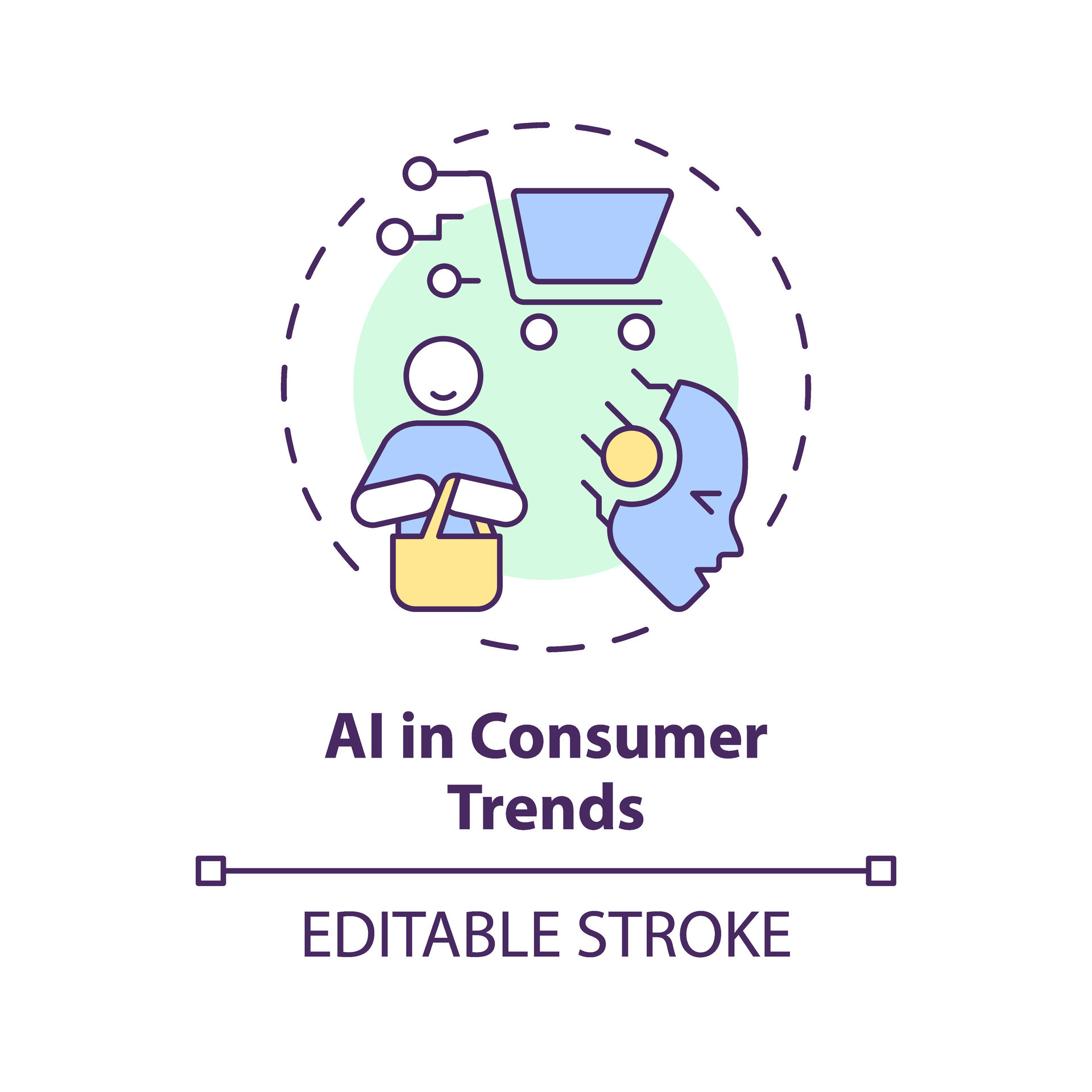 2D editable multicolor AI in consumer trends icon, simple isolated ... 2D editable multicolor AI in consumer trends icon, simple isolated ...