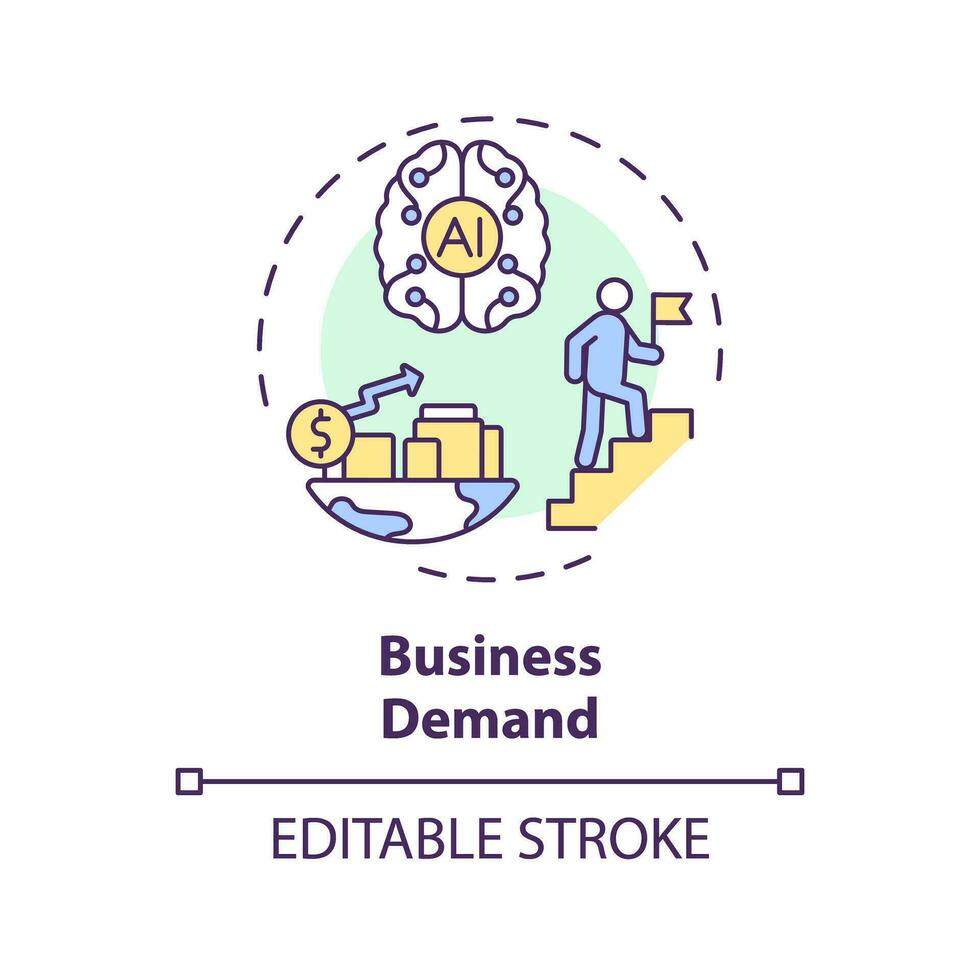 2D editable multicolor business demand icon, simple isolated vector, AI ...