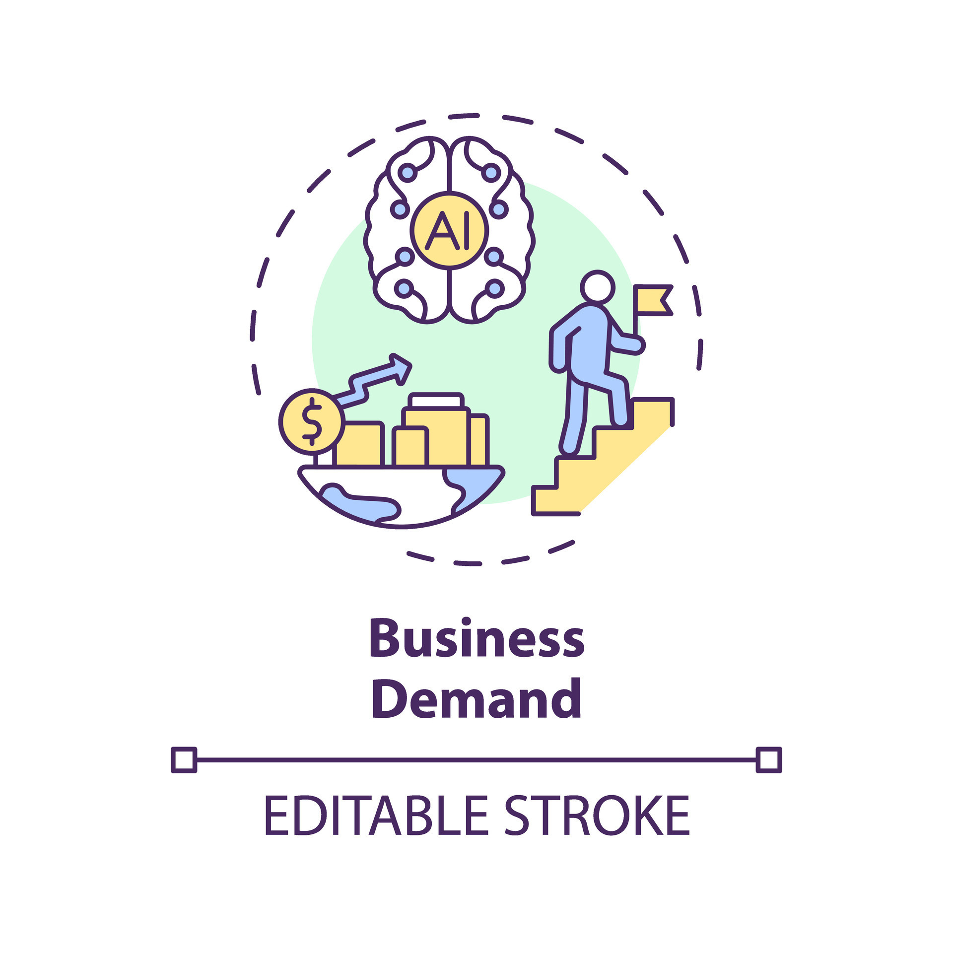 2D editable multicolor business demand icon, simple isolated vector, AI ...