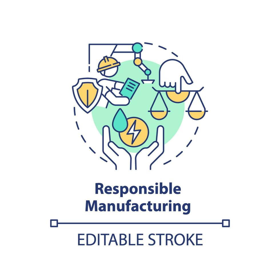 2d Editable Multicolor Icon Responsible Manufacturing Concept Simple