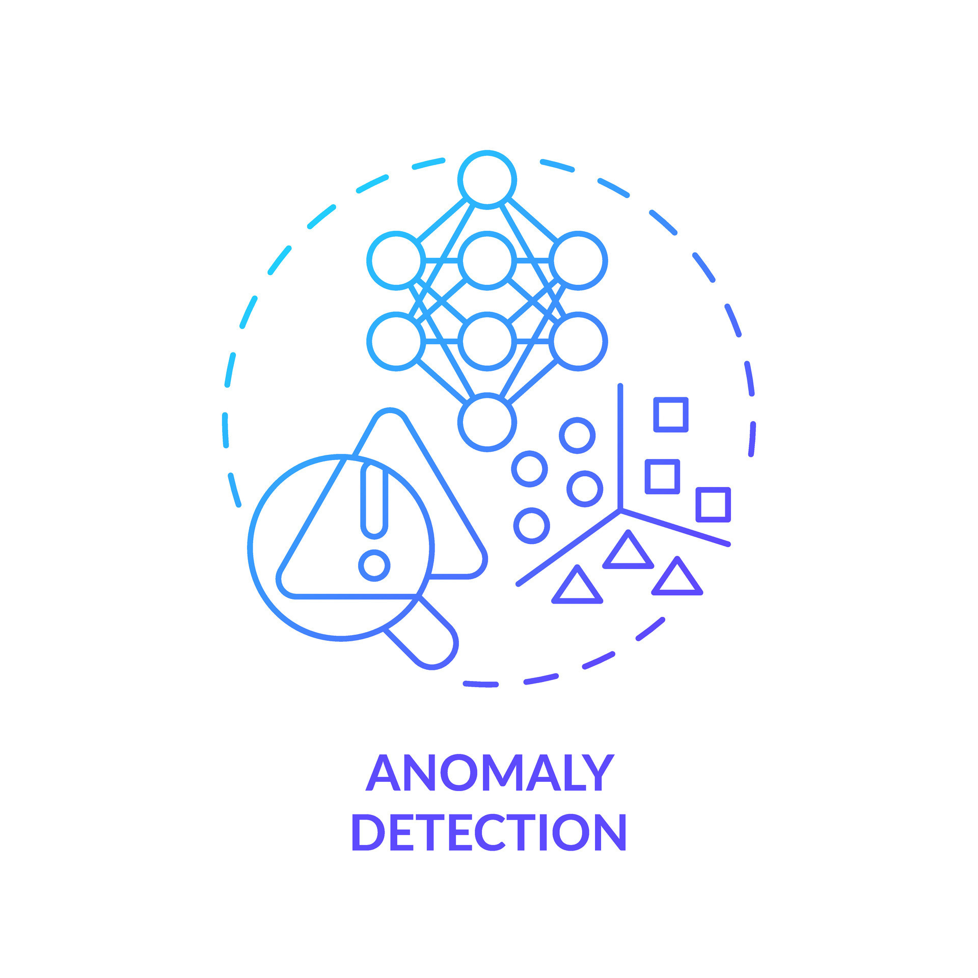 2D gradient icon anomaly detection concept, isolated vector, predictive ... 2D gradient icon anomaly detection concept, isolated vector, predictive ...