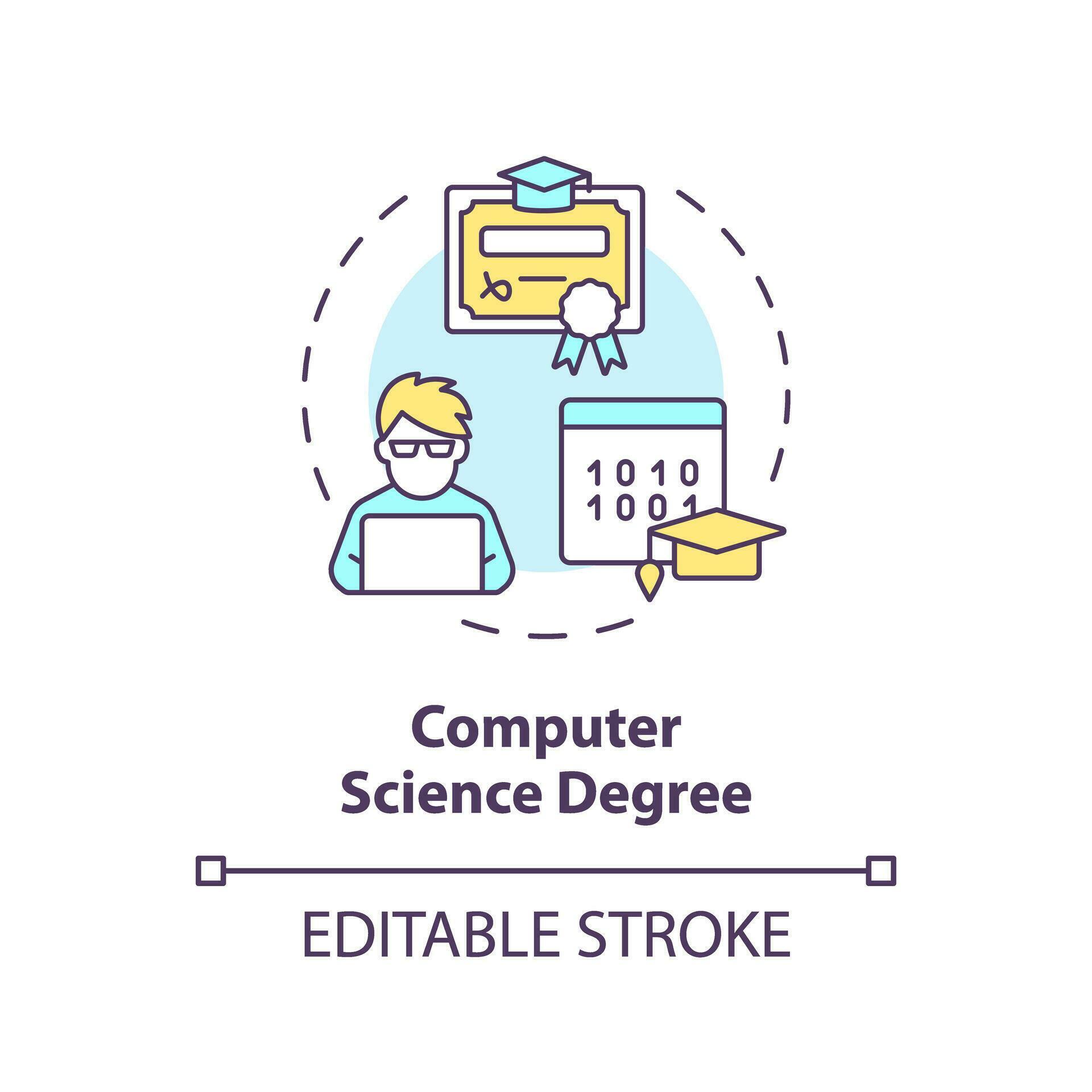 2d Editable Multicolor Computer Science Degree Icon Simple Isolated