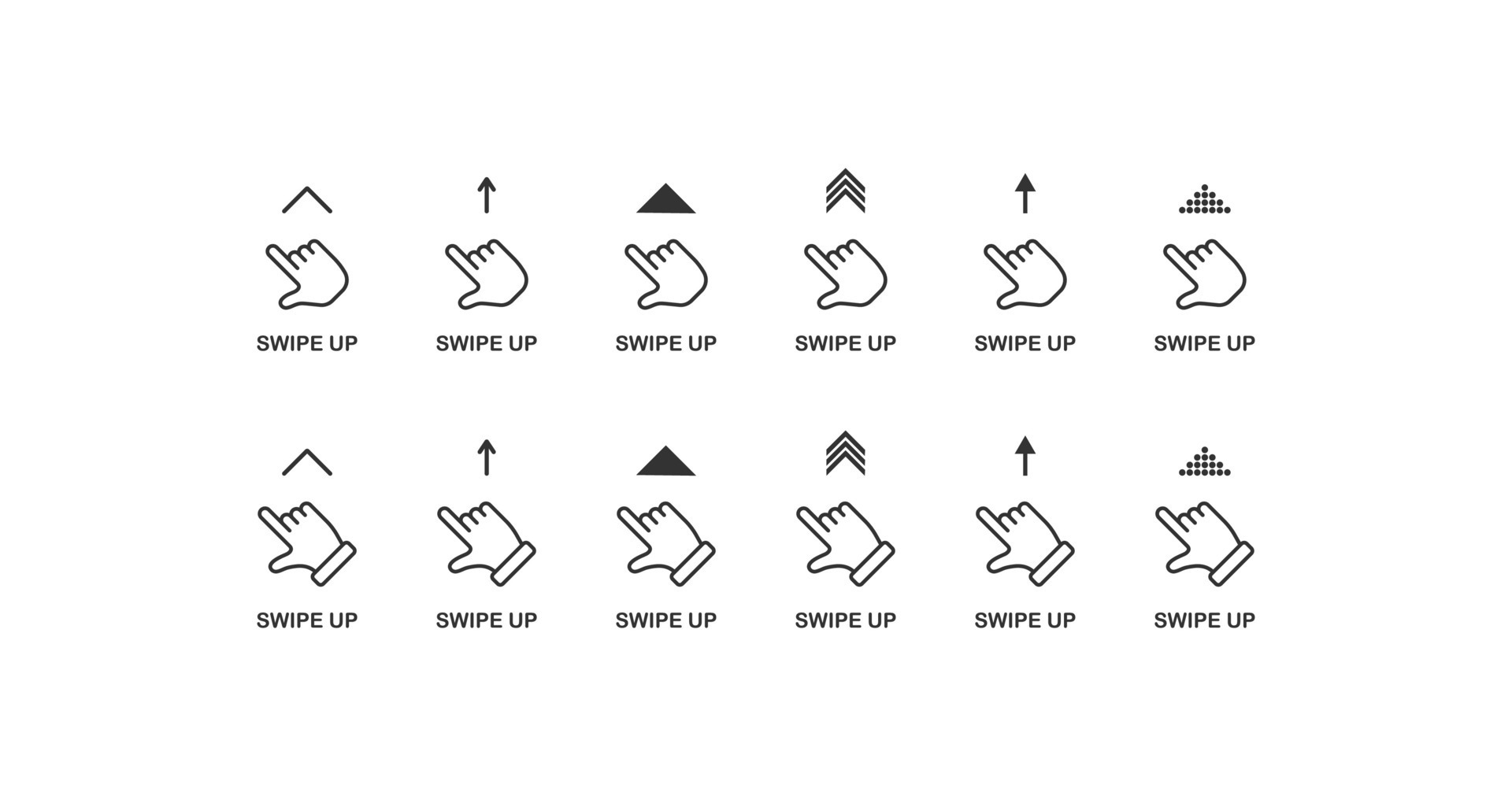 Finger Swipe Up Icon Set Pressing The Touch Button With Your Finger Up Vector 34994930 Vector
