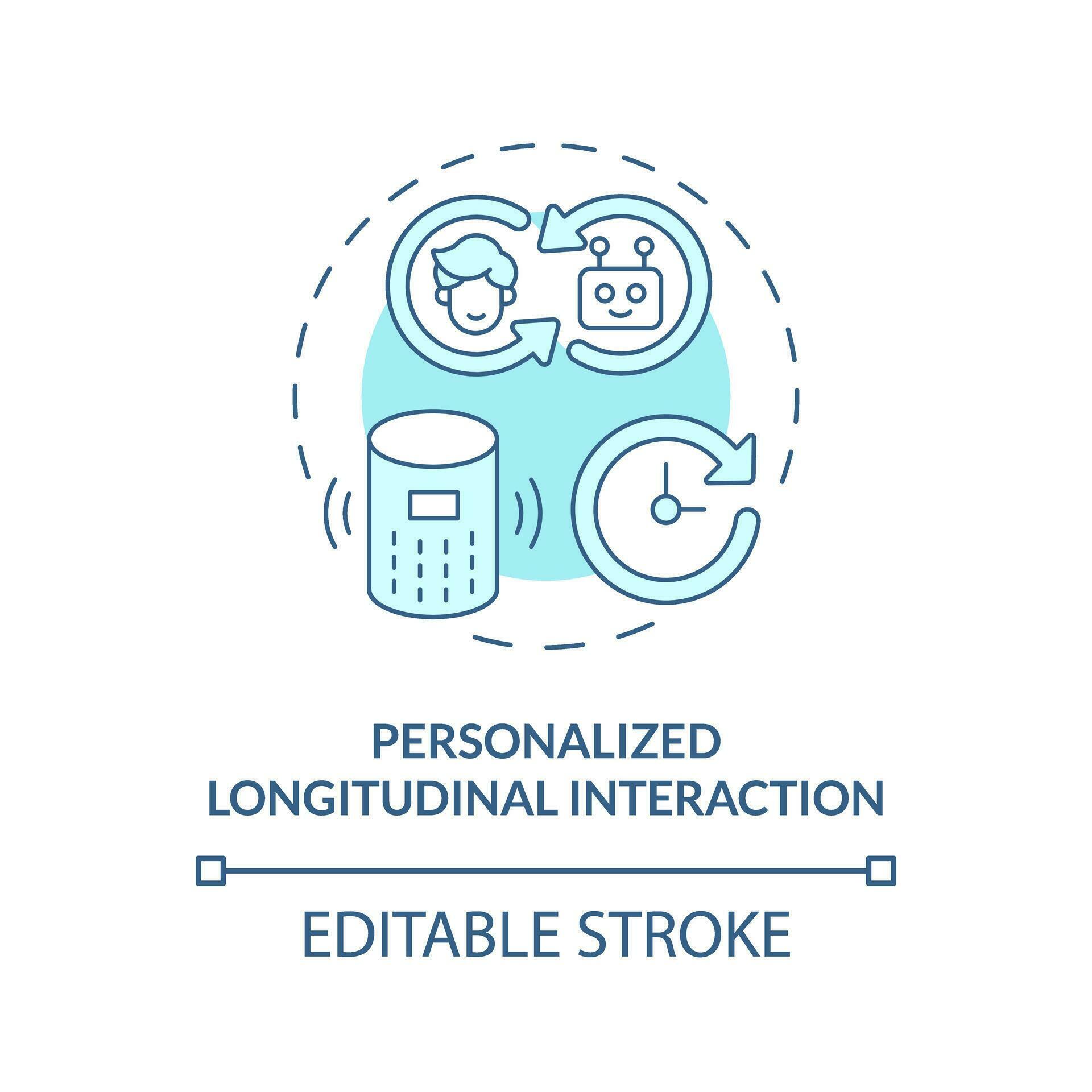 2d Editable Thin Line Icon Personalized Longitudinal Interaction Concept Isolated Vector Blue