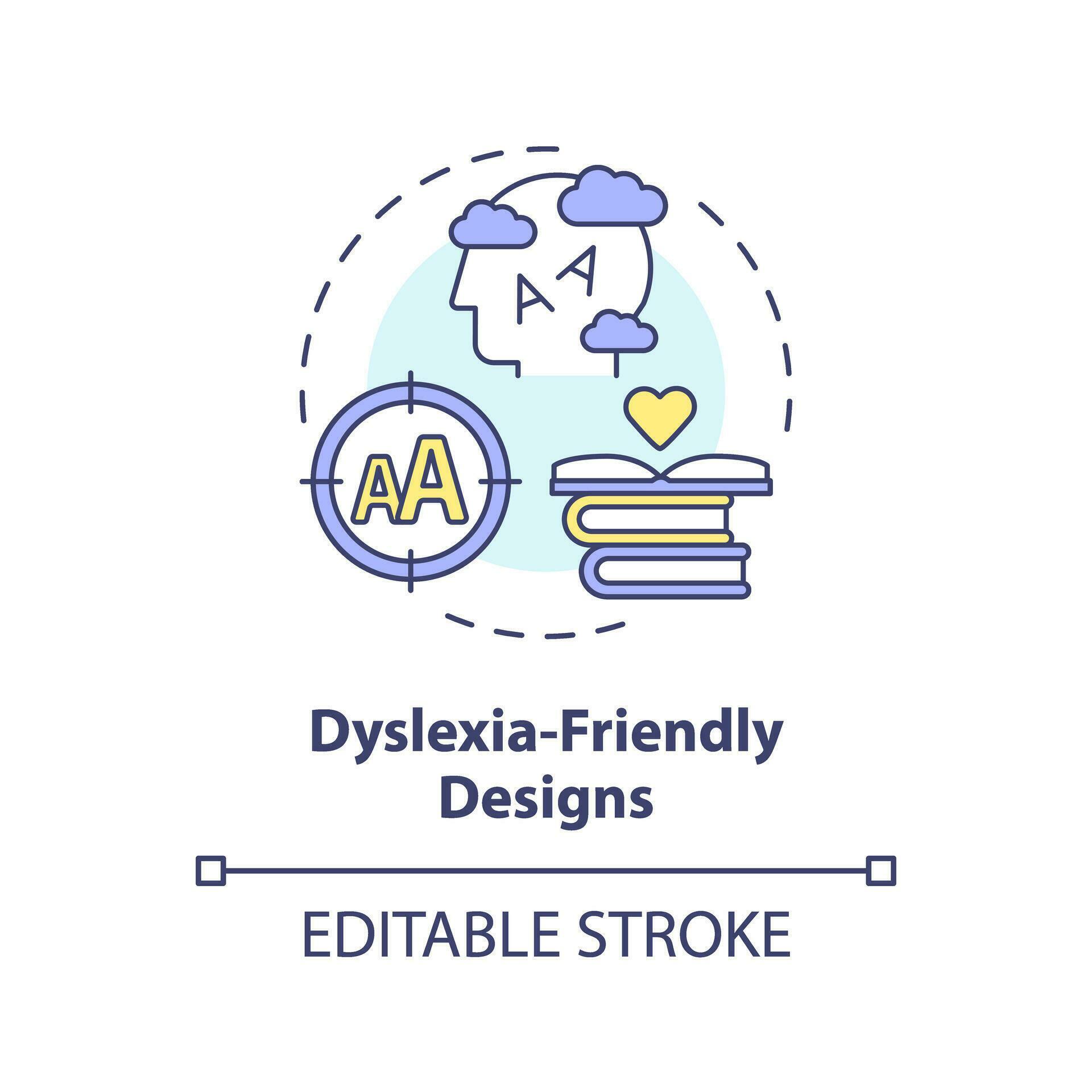 2d Editable Multicolor Icon Dyslexia Friendly Designs Concept Simple