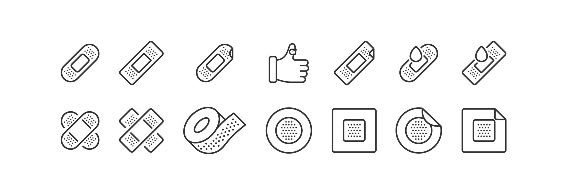 Plaster icon set. Wound protection, wound dressing vector 34995204 Vector Art at Vecteezy