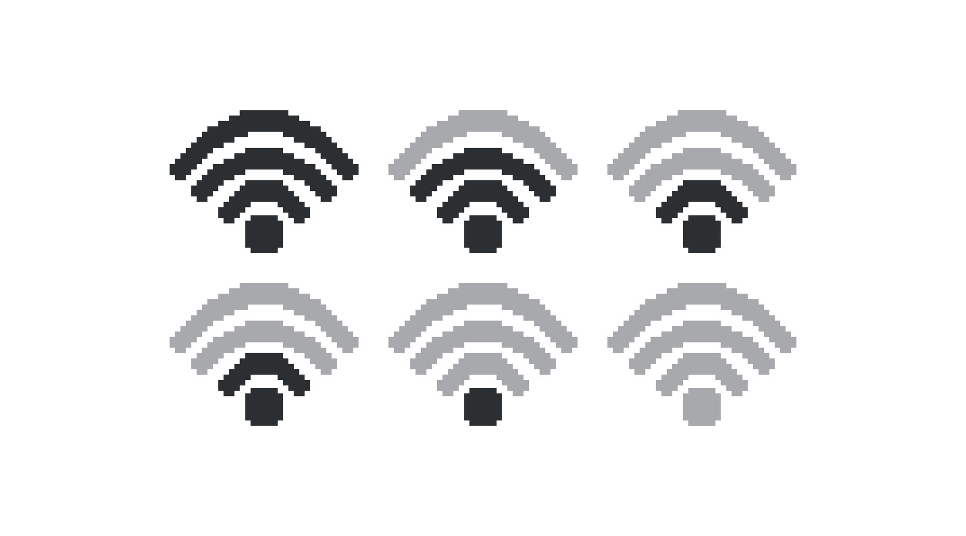 Pixel wifi signal icon set. 8bit wireless internet illustration symbol. Sign connection wifi ...