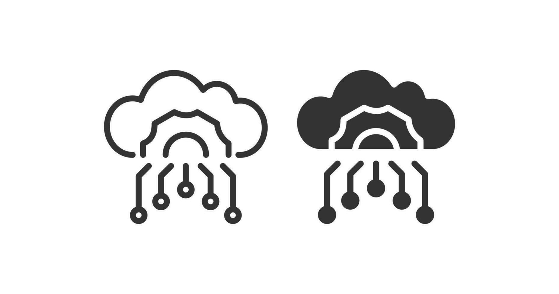 Cloud Computing Configuration Line And Silhouette Icon Vector
