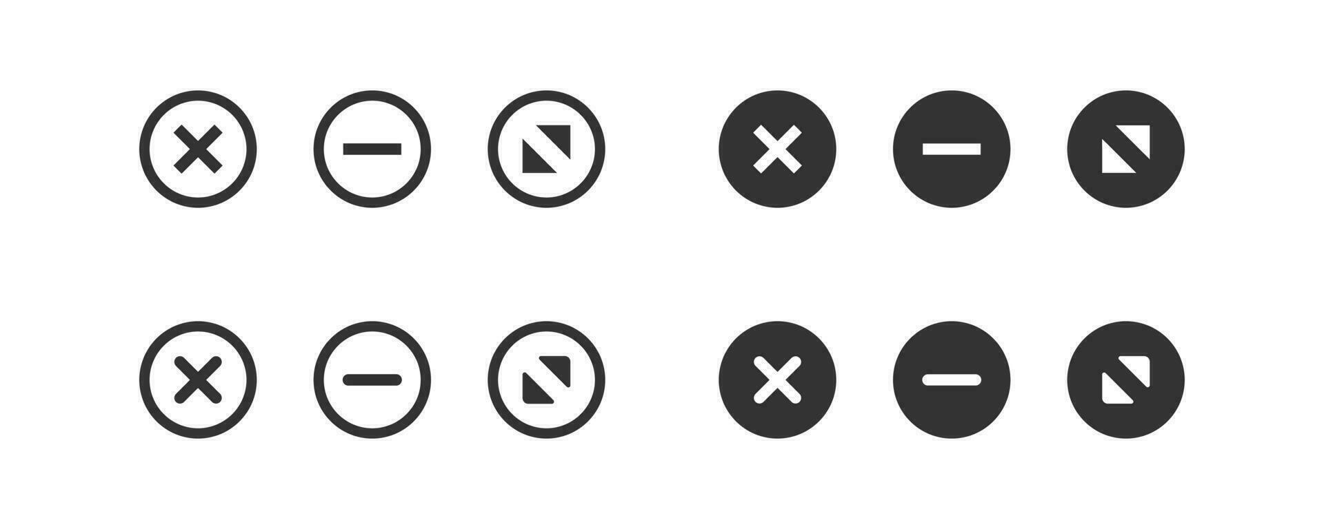 Maximize And Minimize Round Buttons Icon Set Window Browser Button Illustration Symbol Sign