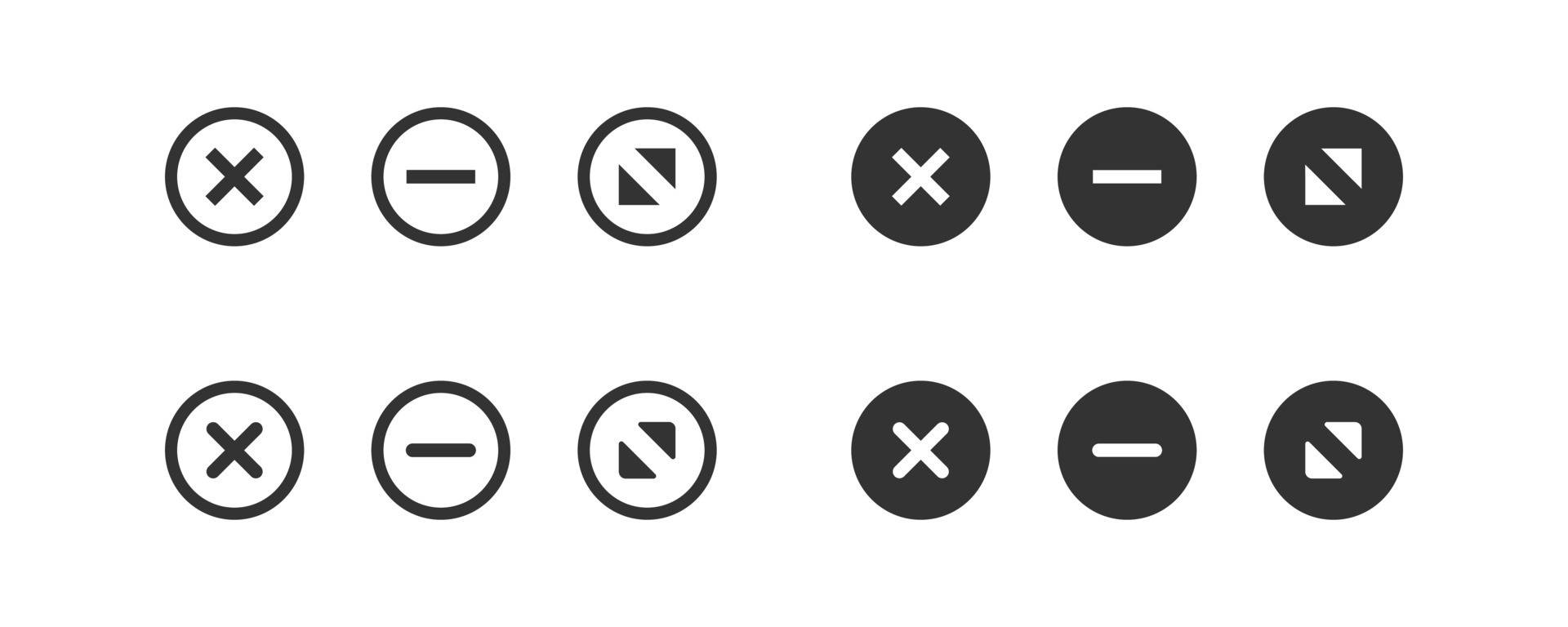 Maximize And Minimize Round Buttons Icon Set Window Browser Button Illustration Symbol Sign