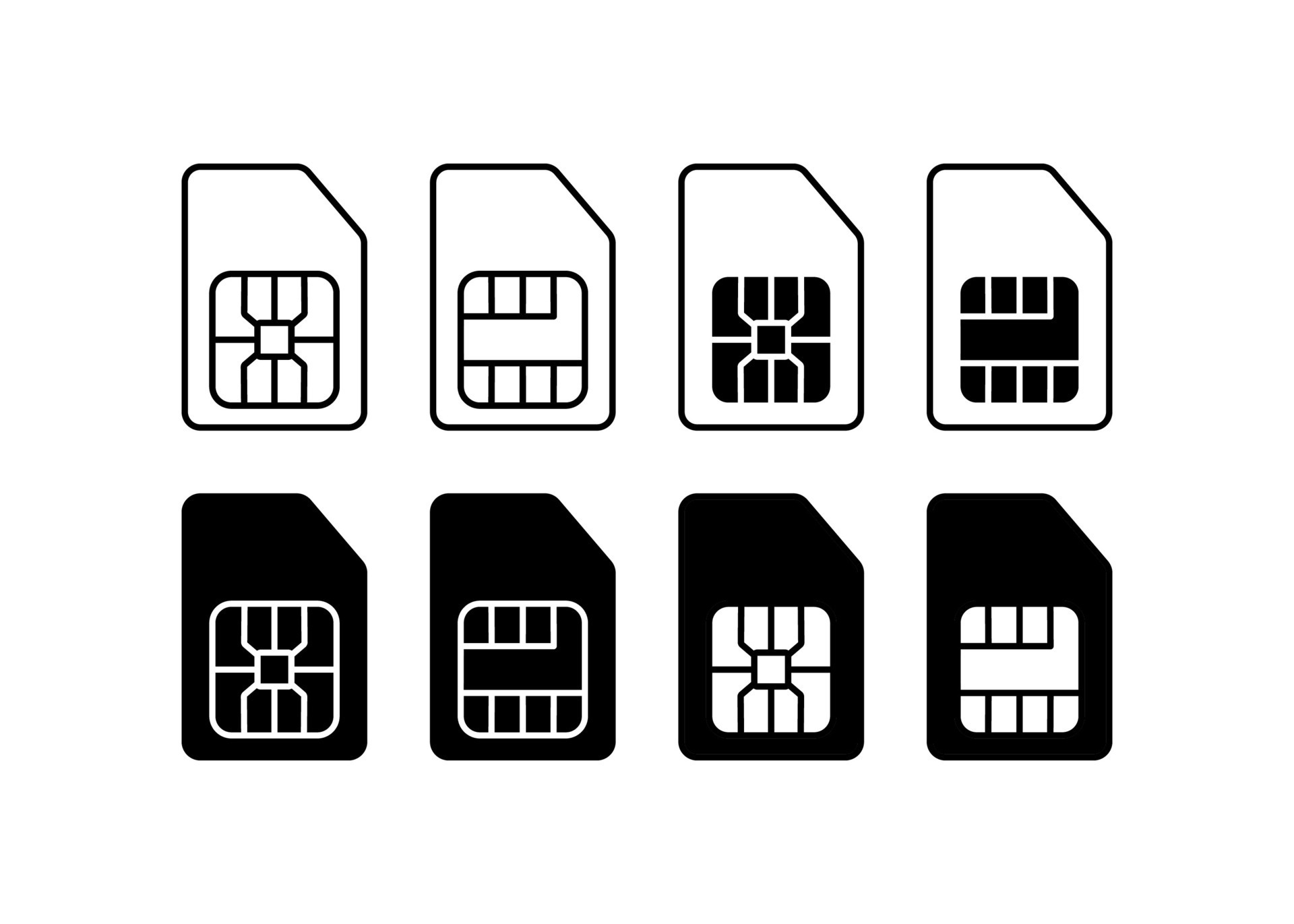 Sim card icon set. Gsm symbol. Sign phone card vector flat. 34997593 Vector Art at Vecteezy