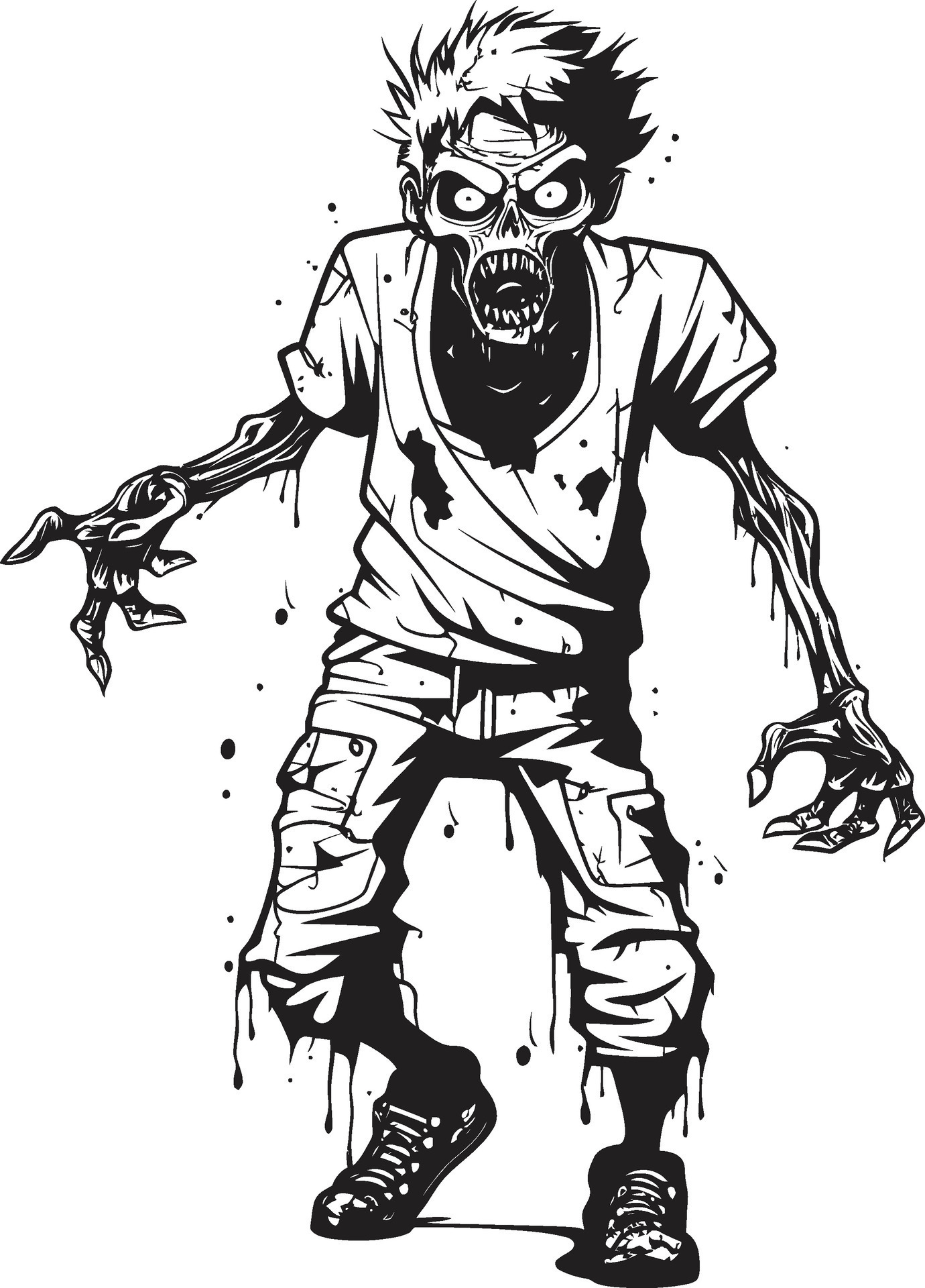 Zombie Outbreak Stance Full Body Vector Icon Zombie Grimace Vector Design 35008124 Vector Art At