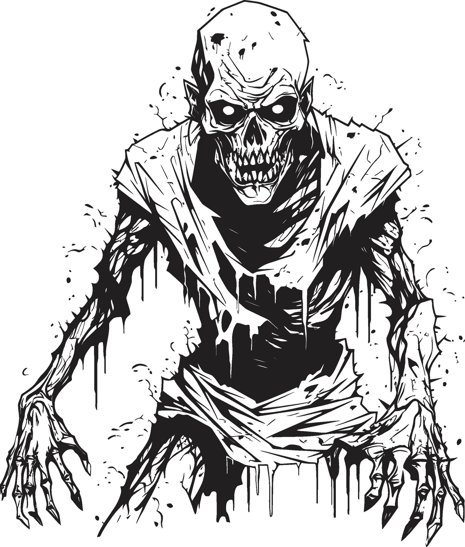Zombie Apocalypse Persona Full Body Design Malevolent Undead Presence Vector Representation