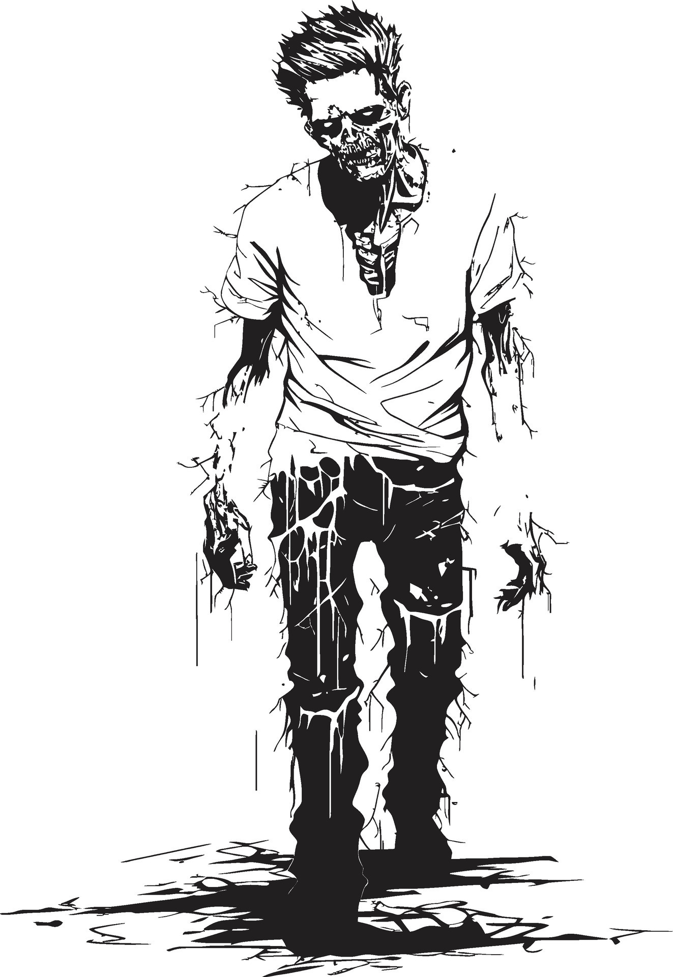 Undead Elegance Full Body Zombie Vector Zombie Apocalypse Stance Vector Design 35009624 Vector ...