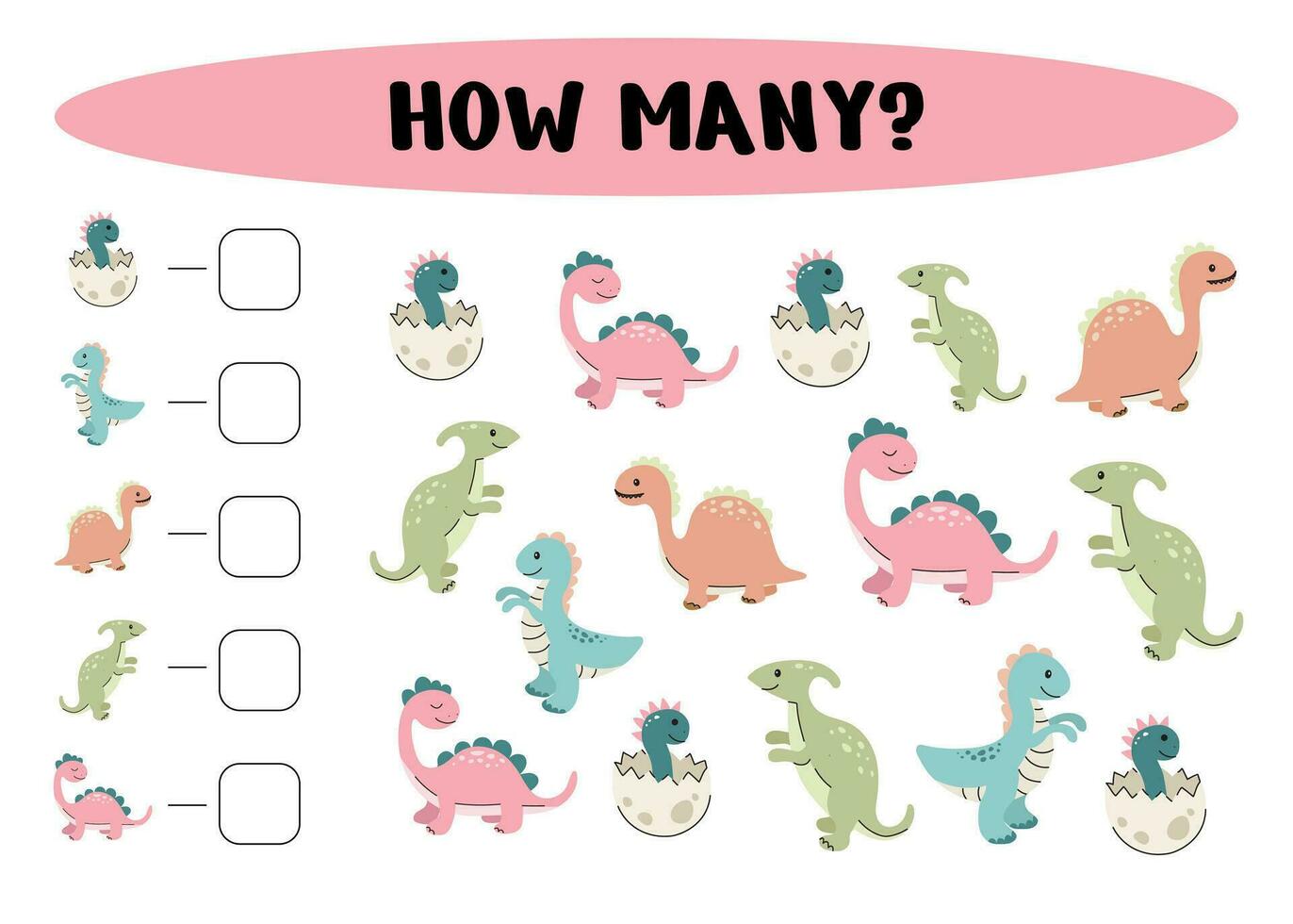 How many dinosaurs Count the number of dinosaurs. Counting Game for ...