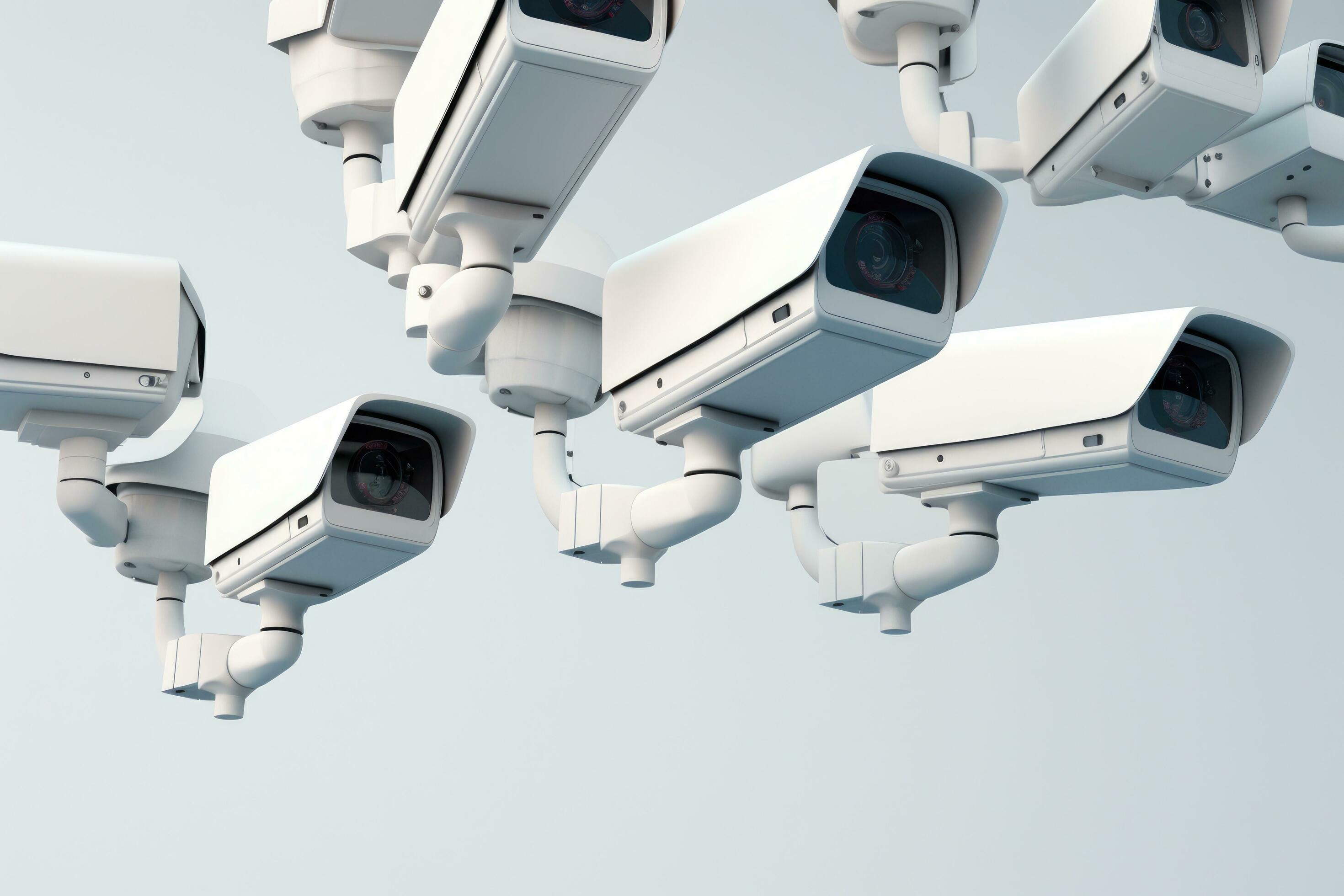 AI generated CCTV security camera or surveillance system on white background. 3d rendering, 3D ...