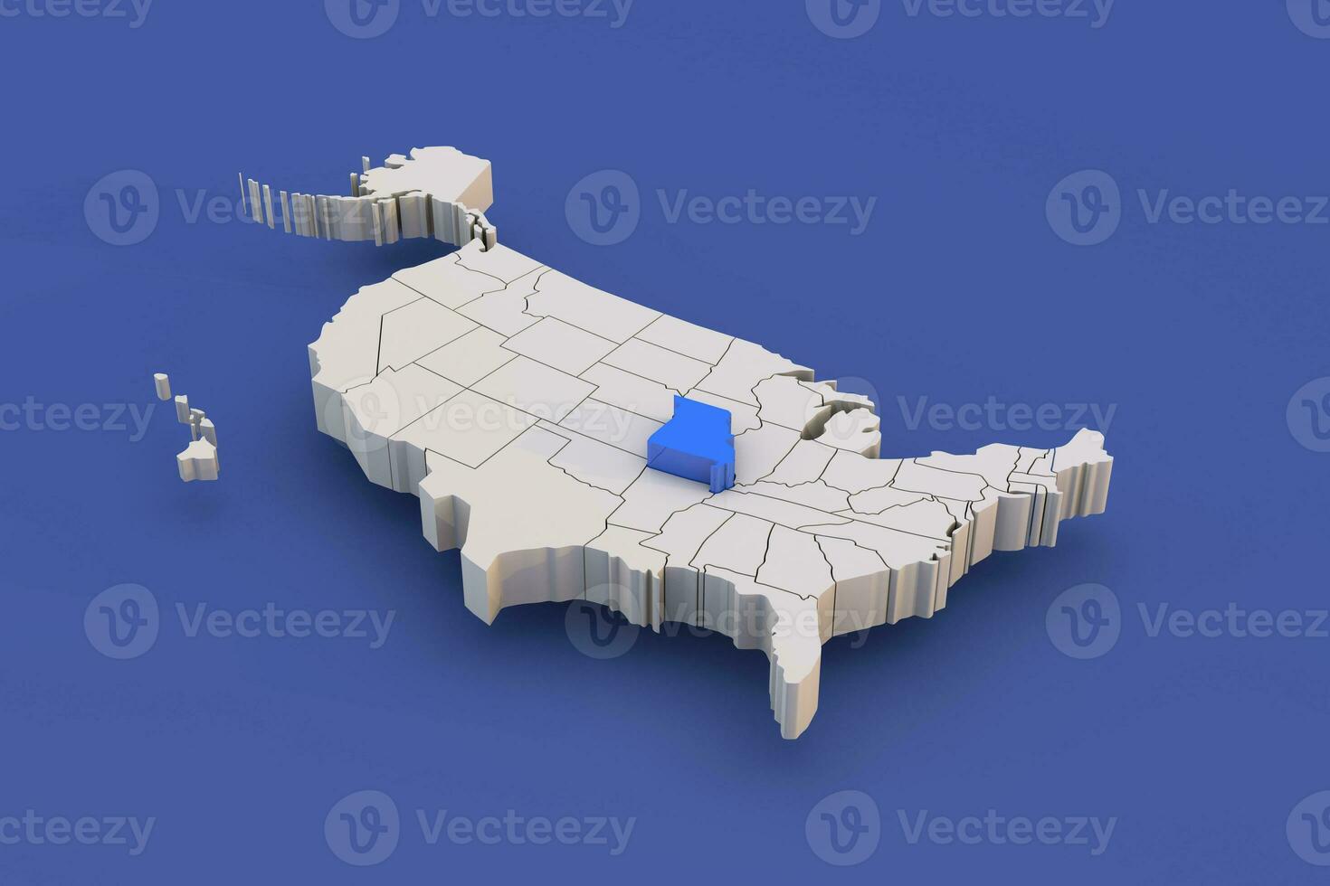 Misuri estado de Estados Unidos mapa con blanco estados un 3d unido ... Misuri estado de Estados Unidos mapa con blanco estados un 3d unido ...