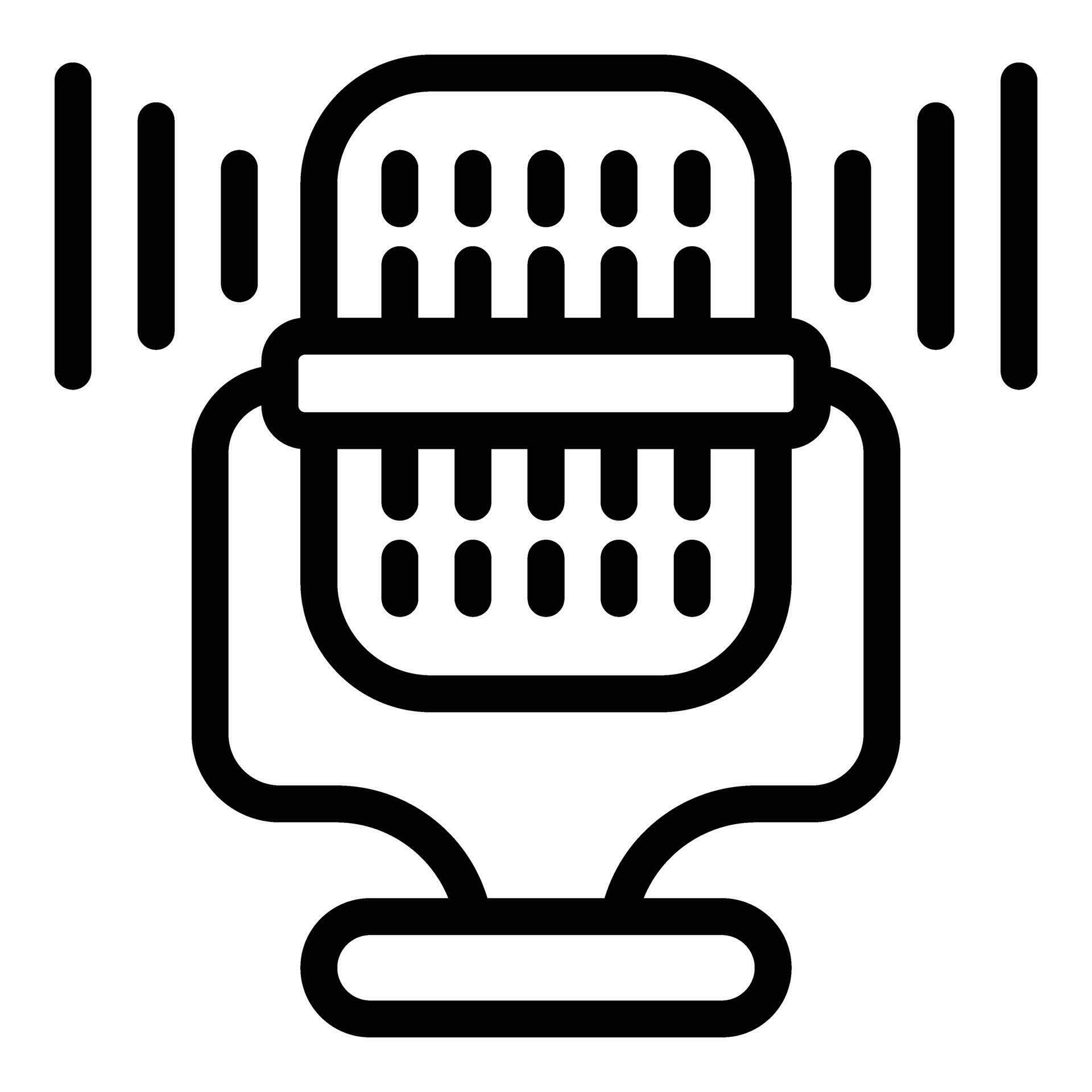 Microphone Voice Command Icon Outline Vector Smart Virtual Assistant