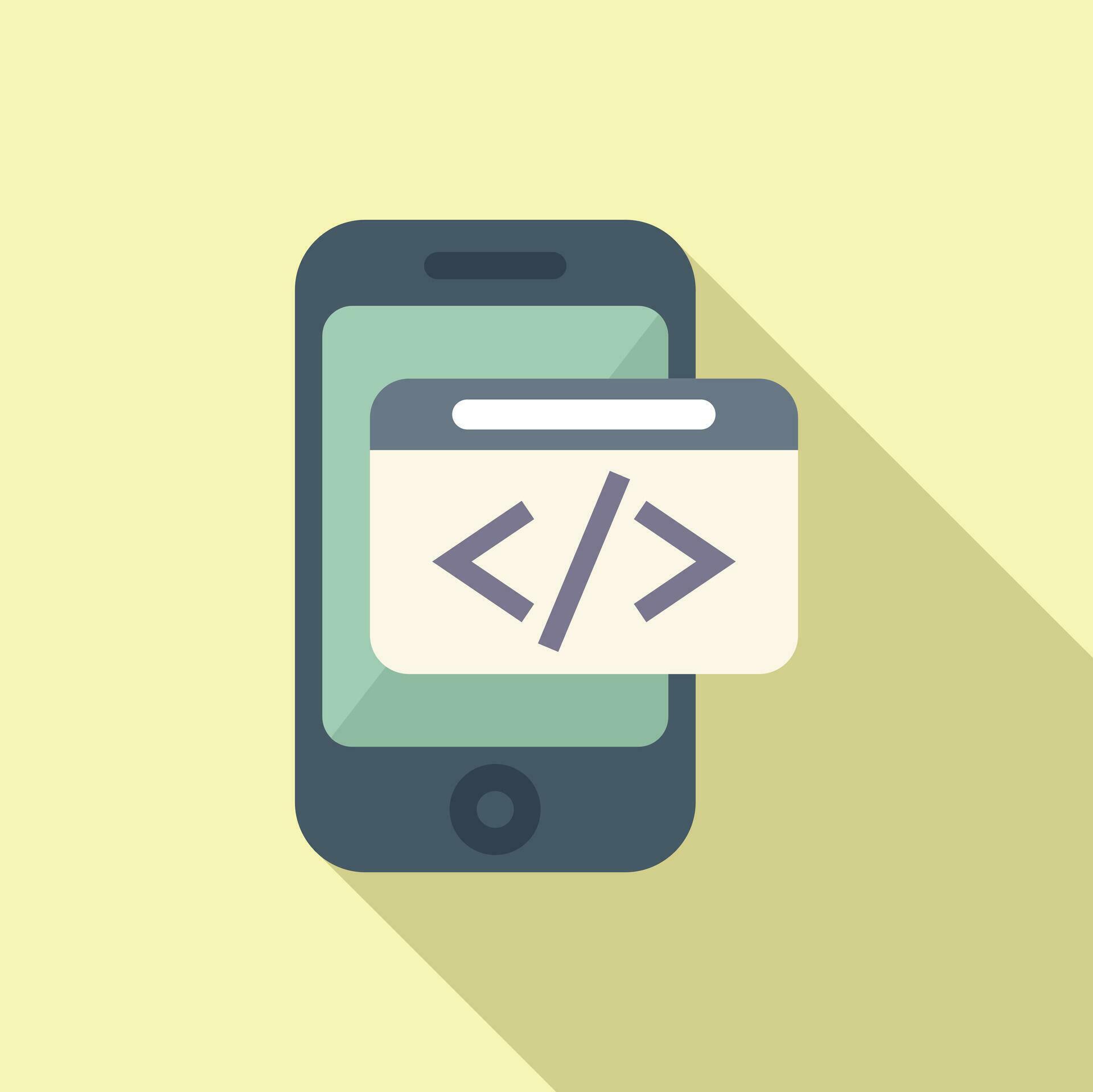 Smartphone code developer icon flat vector. Build team coder 35018778 Vector Art at Vecteezy