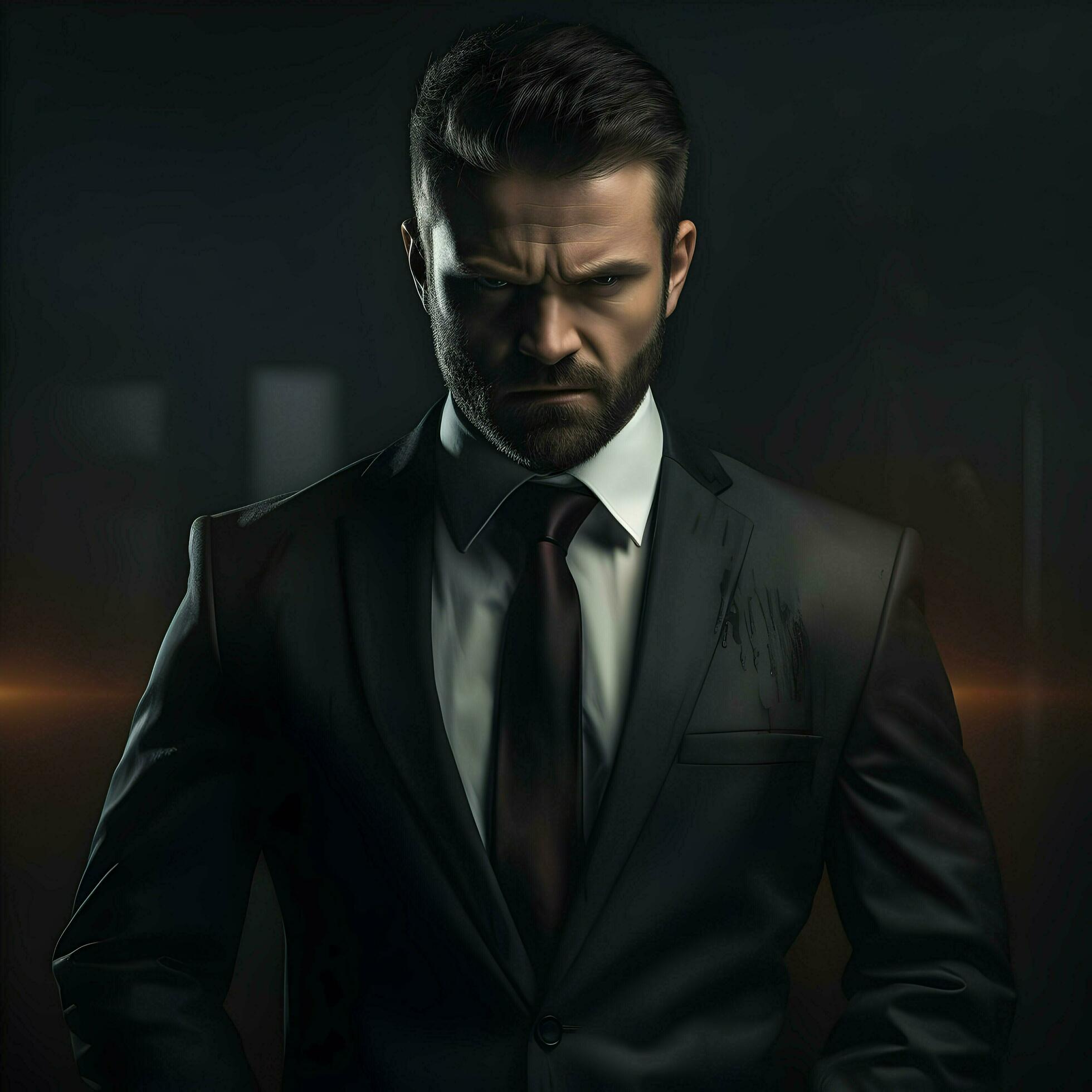 Ai Generated Angry Businessman On Dark Background High Quality Ai Generative 35026475 Stock