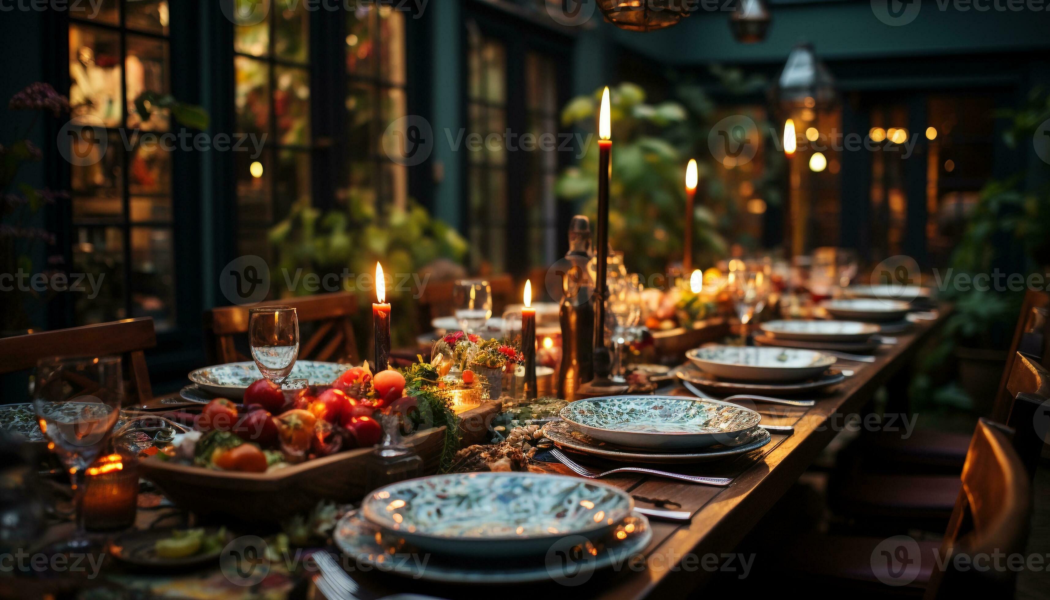 AI generated Luxury dining table, elegant decoration, modern design, comfortable chair generated ...